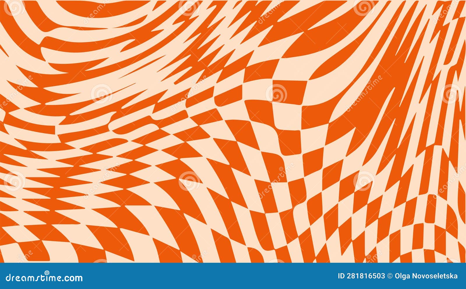 1970 Retro Trippy Wave Checkered Pattern. Groovy Geometric Distorted ...