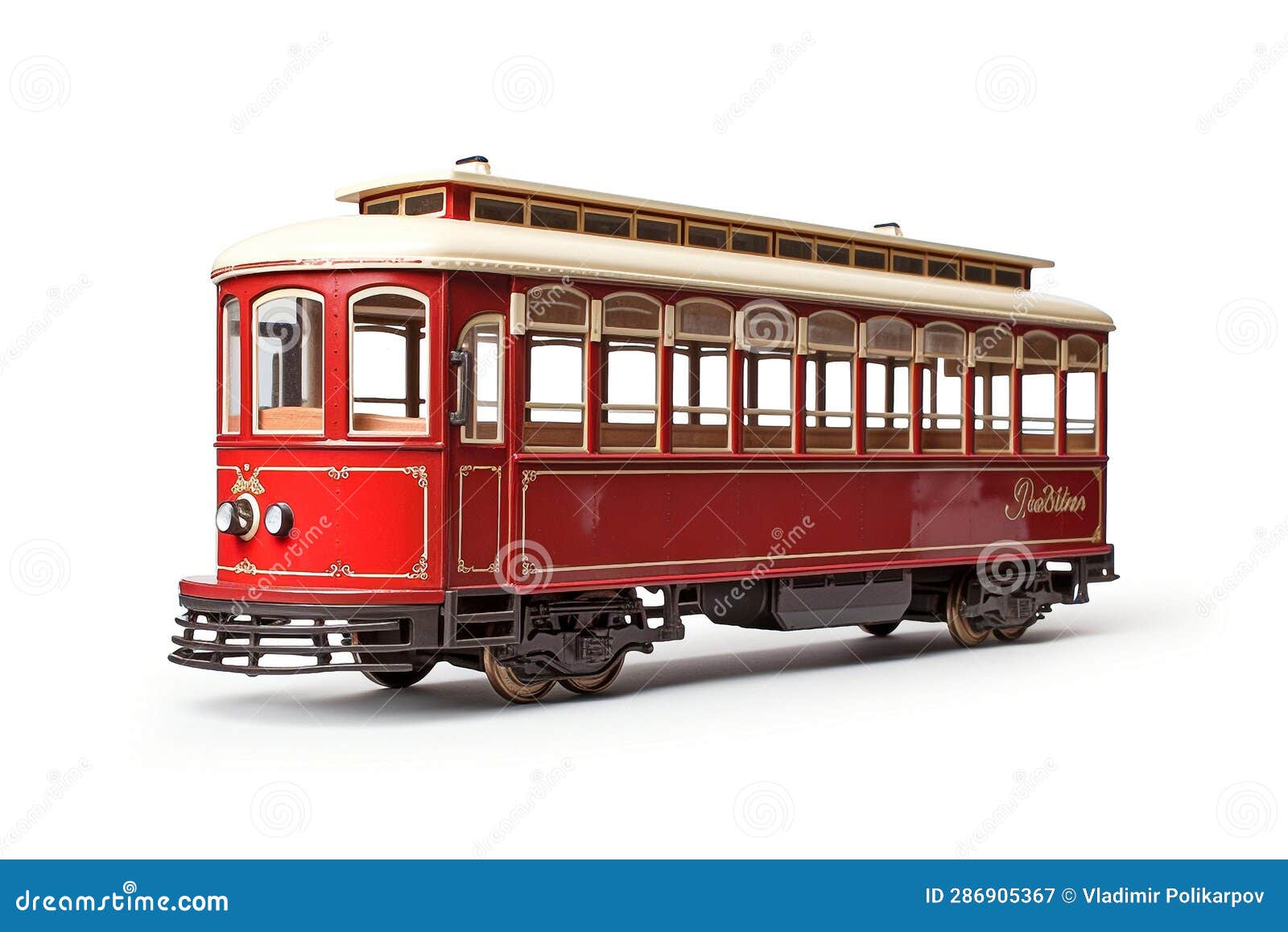 Retro Trolley Bus Isolated on White Background Stock Image - Image of ...