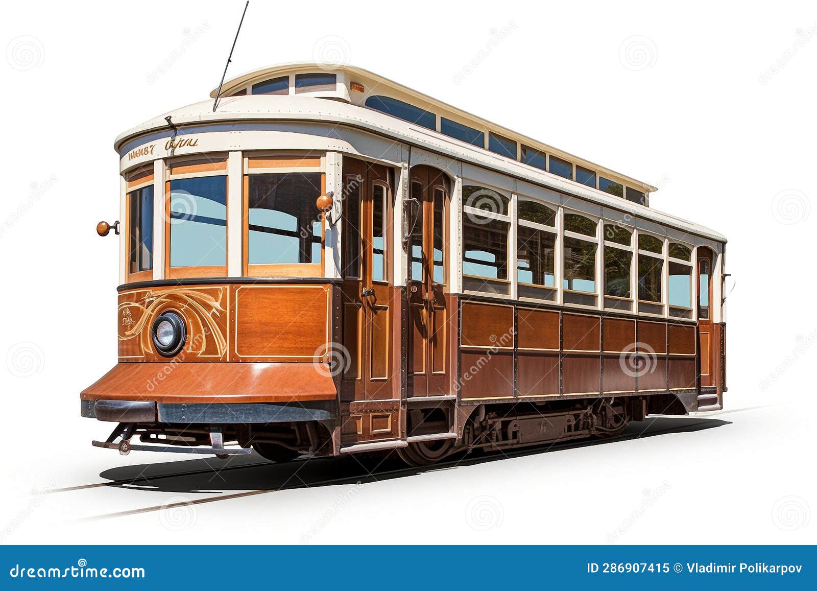 Retro Trolley Bus Isolated on White Background Stock Illustration ...