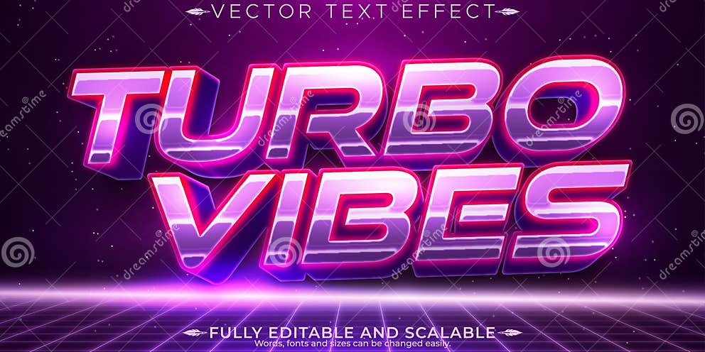 Retro Turbo Text Effect, Editable Neon and Speed Text Style Stock ...