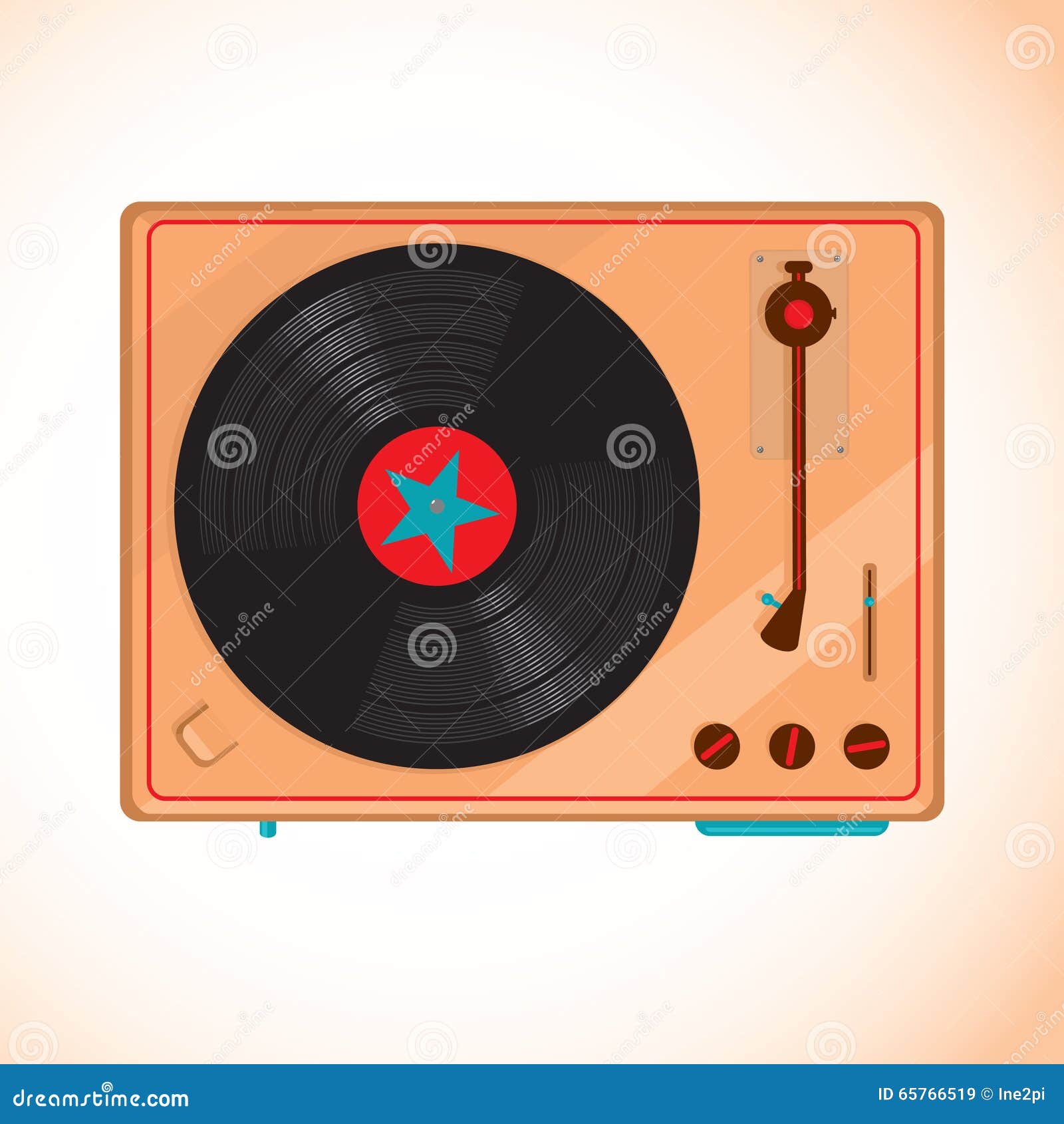 Turntable Of Vinyl Records, Stylized As A Retro Style Standing On The ...