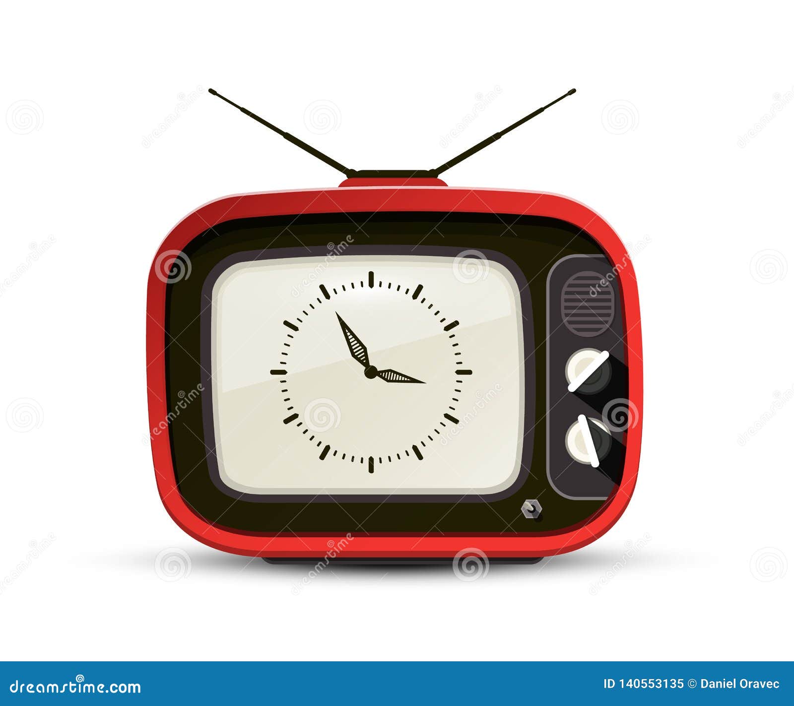 Retro TV with Analog Clock Symbol Stock Vector - Illustration of time ...
