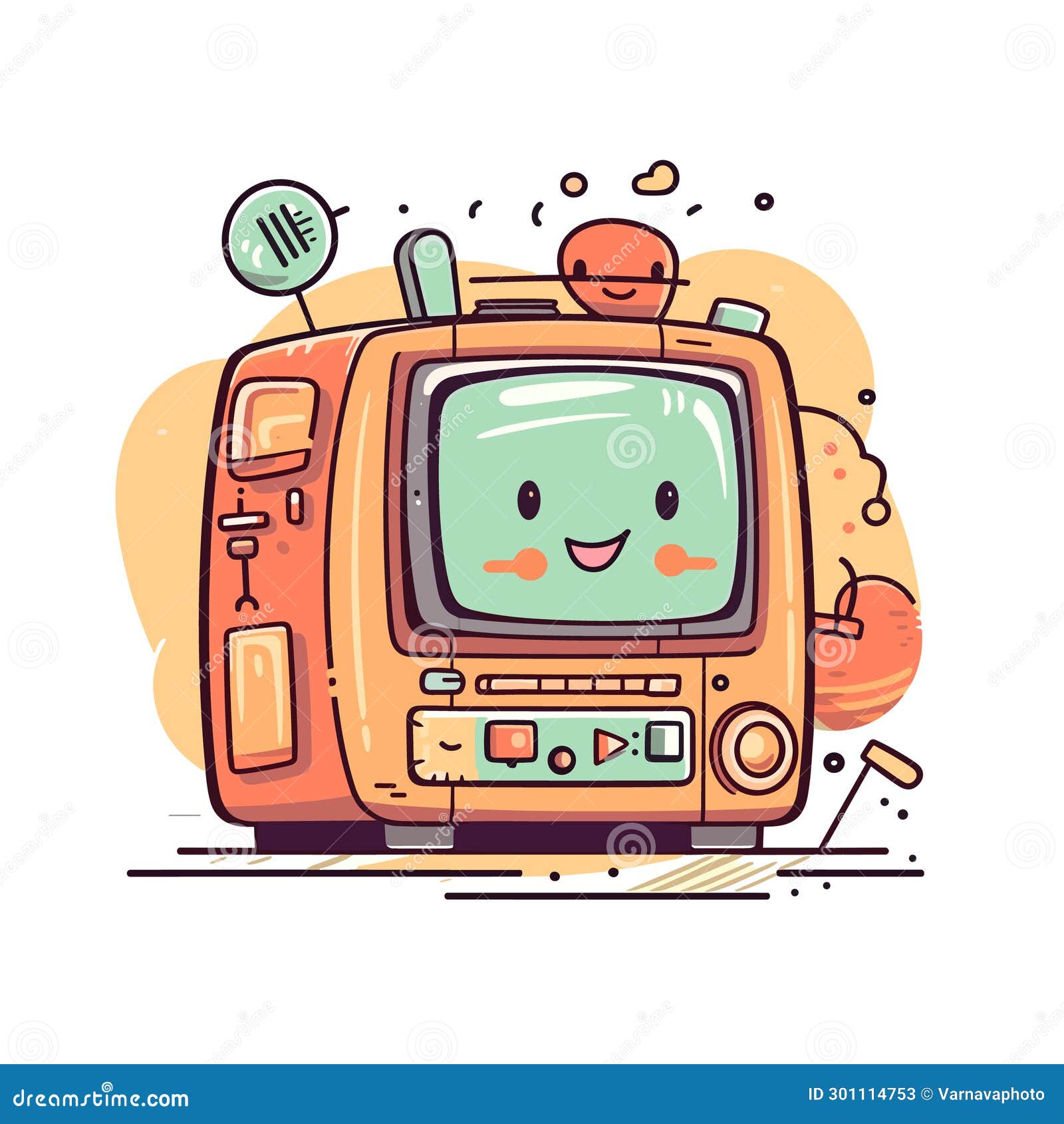 Retro TV Character in Kawaii Style. Vector Illustration Stock Vector ...