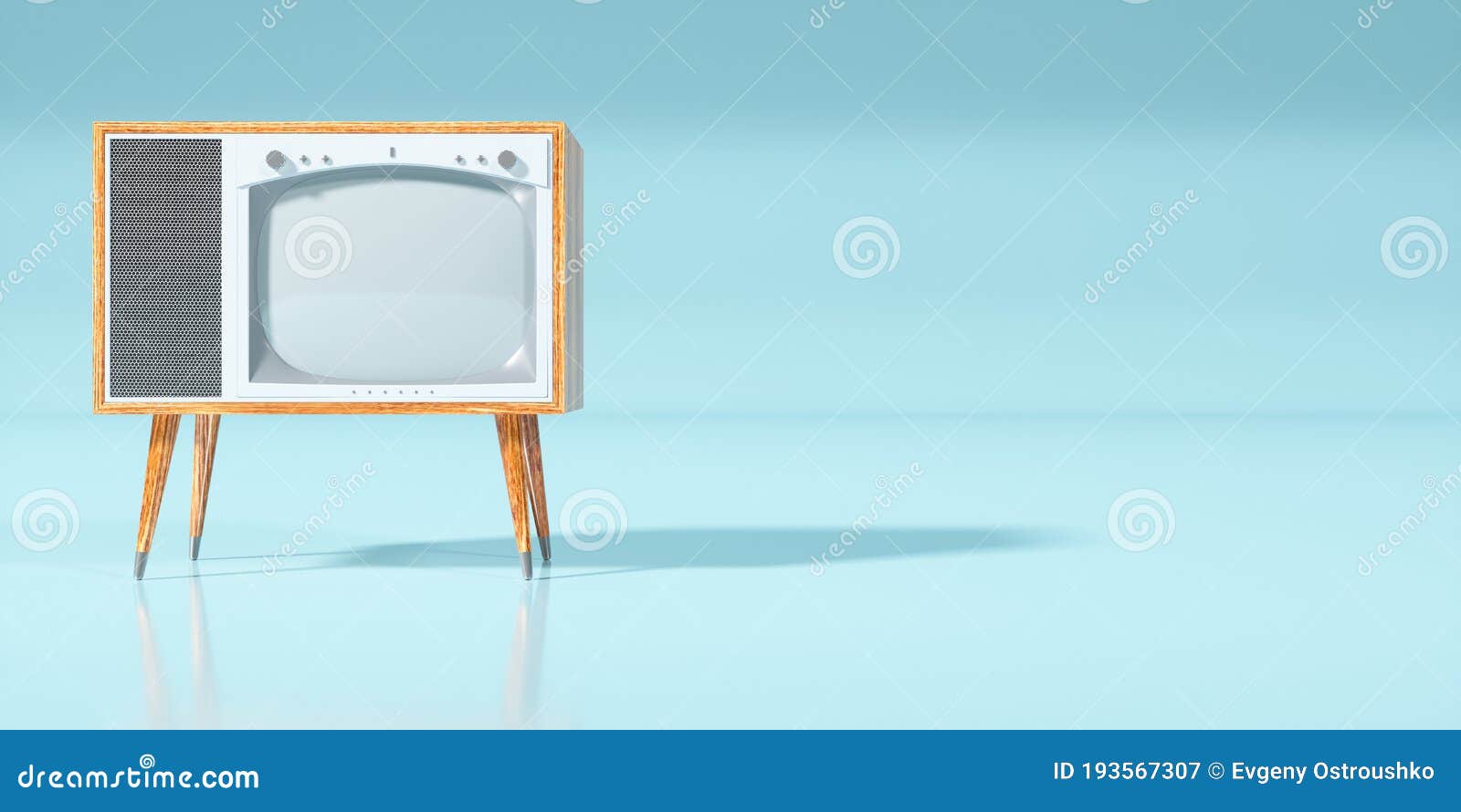 Retro Tv Close-up on a Blue Background Stock Illustration ...