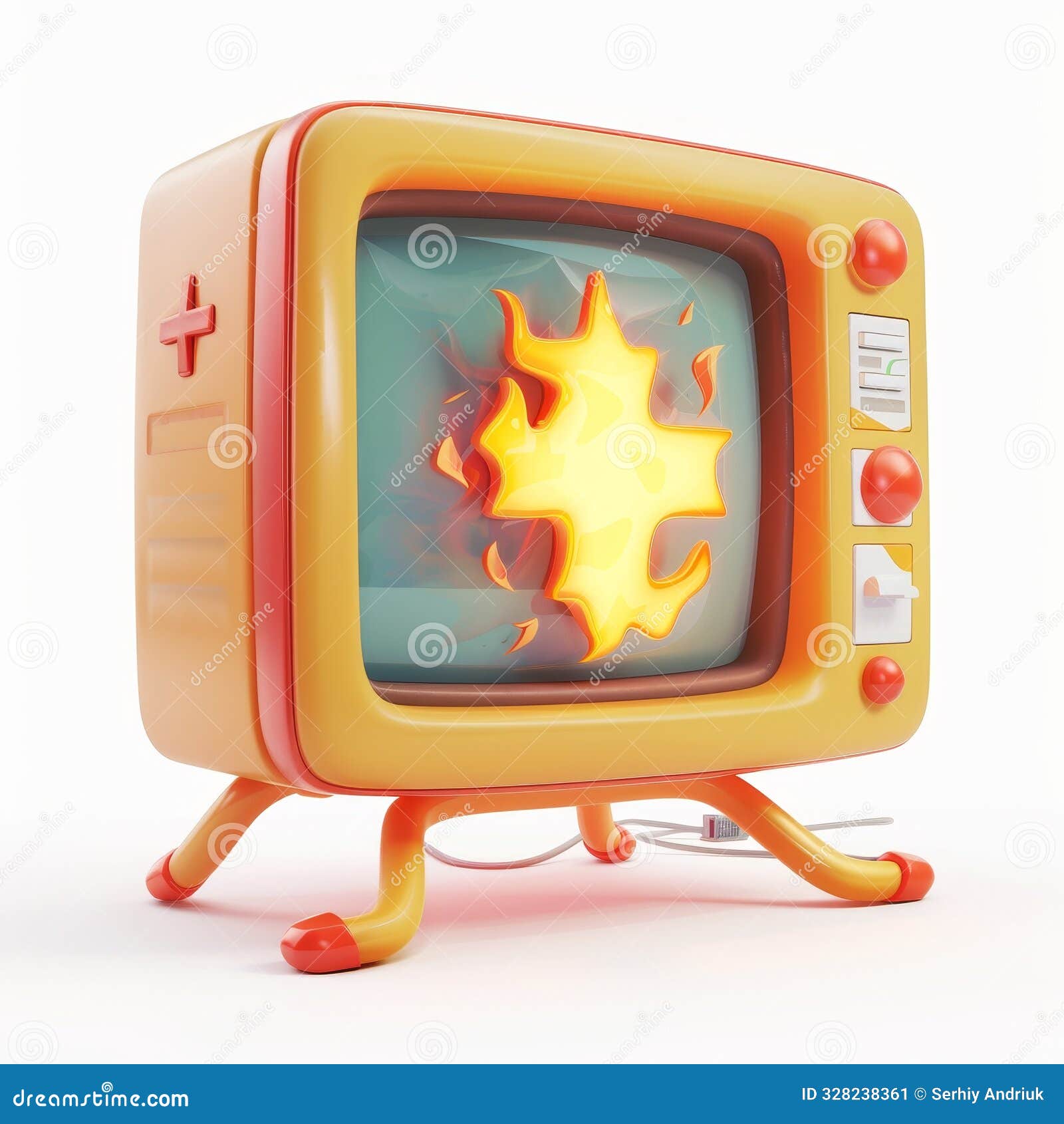 Retro TV with a Fire in the Screen. Stock Illustration - Illustration ...