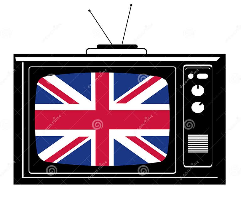 Retro Tv with Flag of Great Br Stock Illustration - Illustration of ...