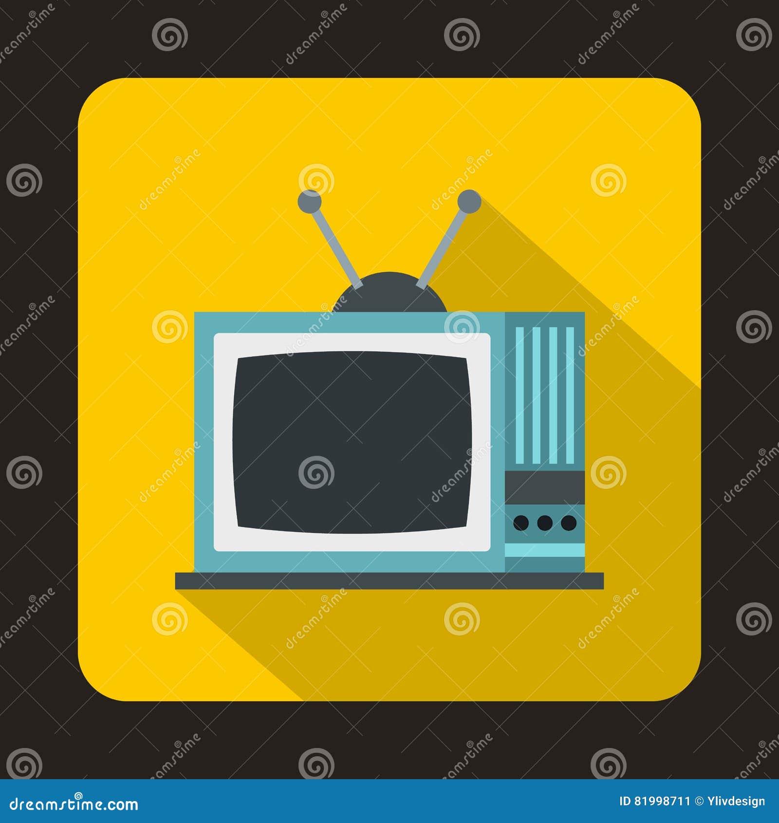 Retro TV Icon in Flat Style Stock Vector - Illustration of obsolete ...