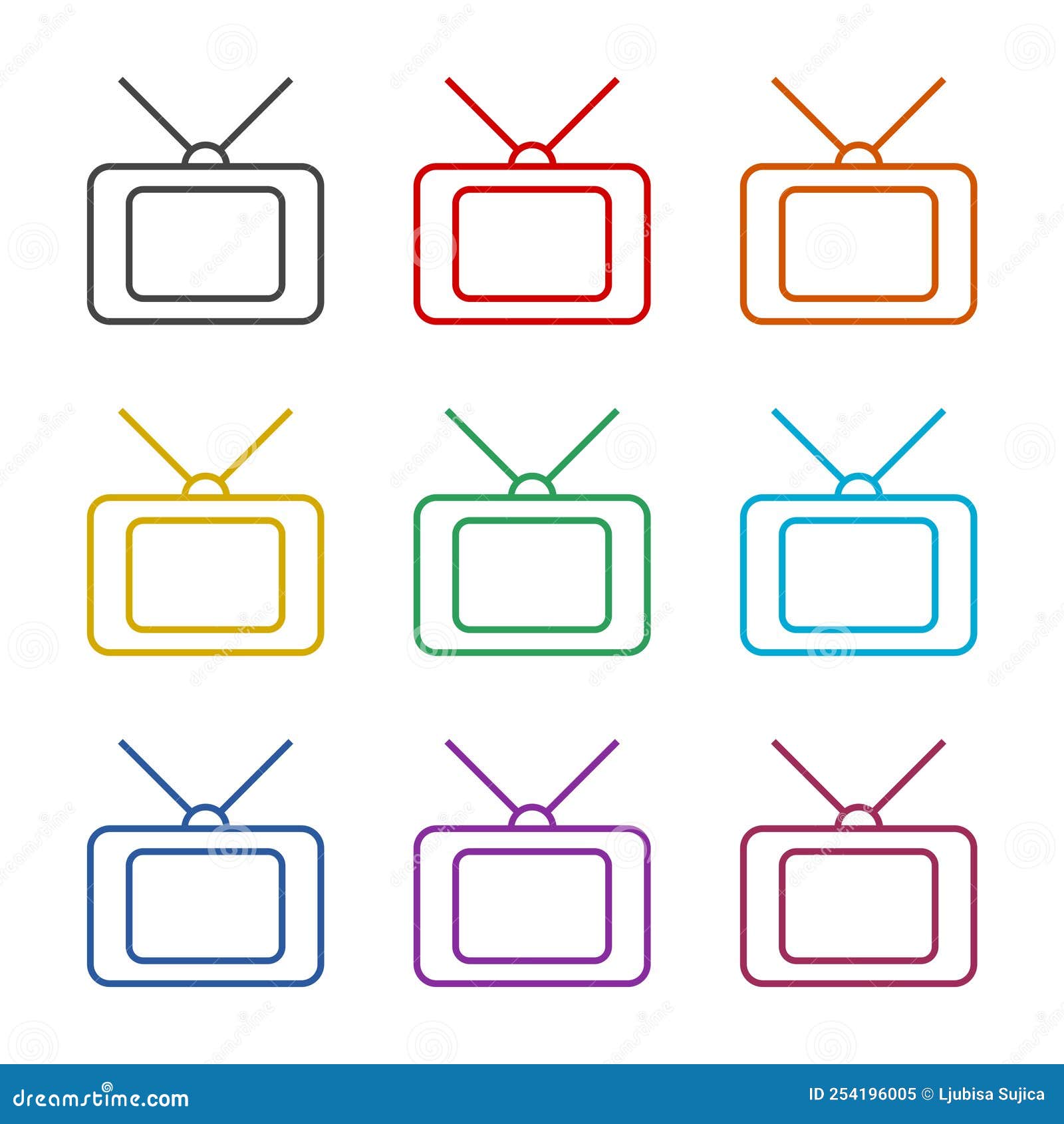 Retro Tv Icon. Set Icons Colorful Stock Vector - Illustration of ...