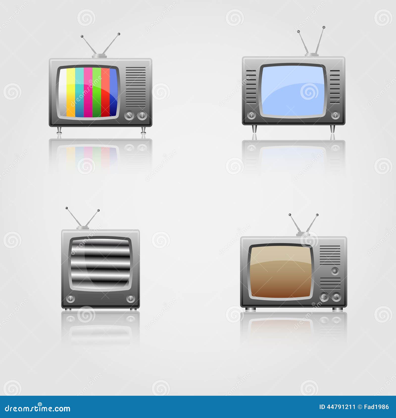 Retro TV icons set stock vector. Illustration of communication - 44791211