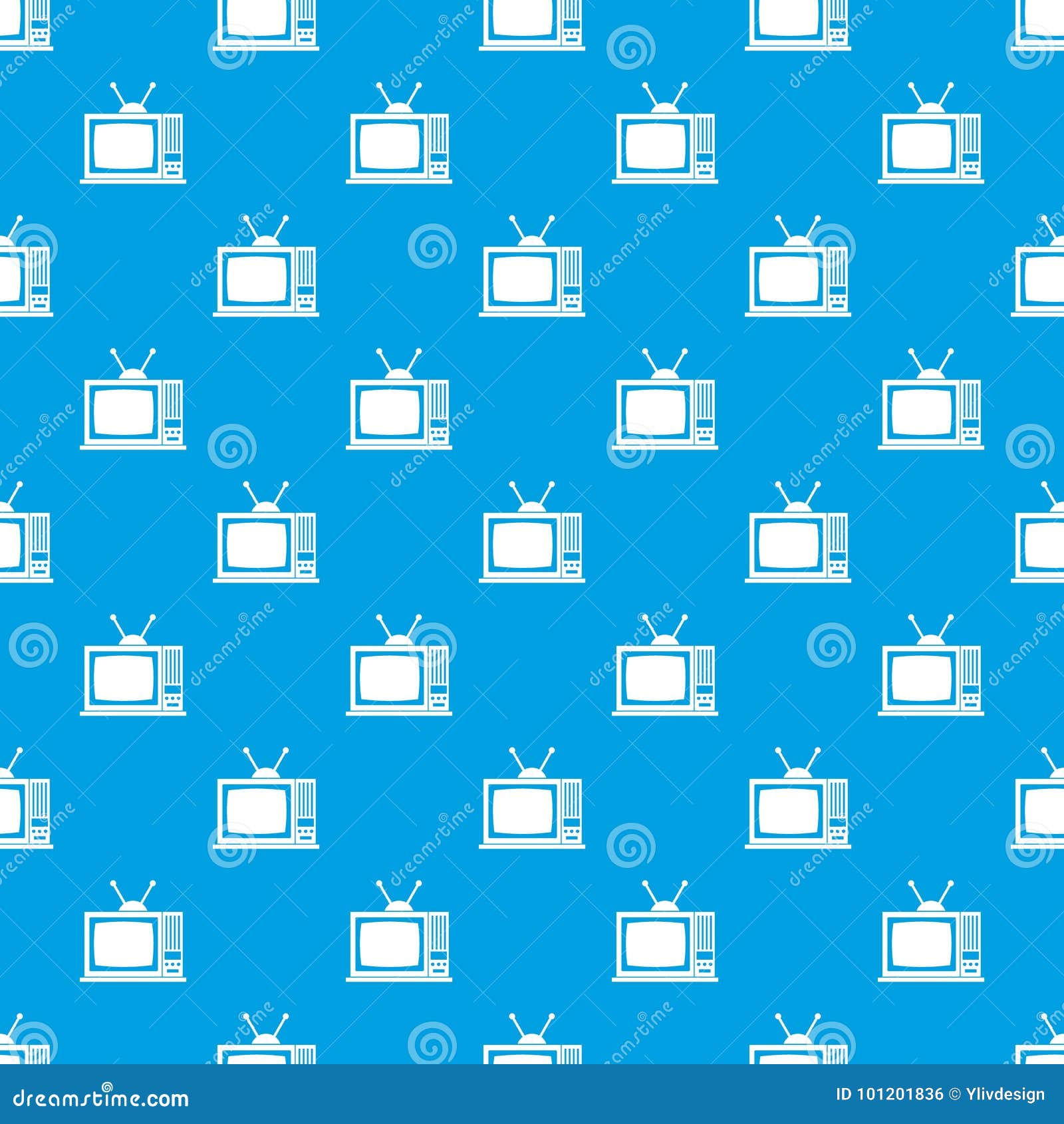 Retro TV Pattern Seamless Blue Stock Vector - Illustration of icon ...