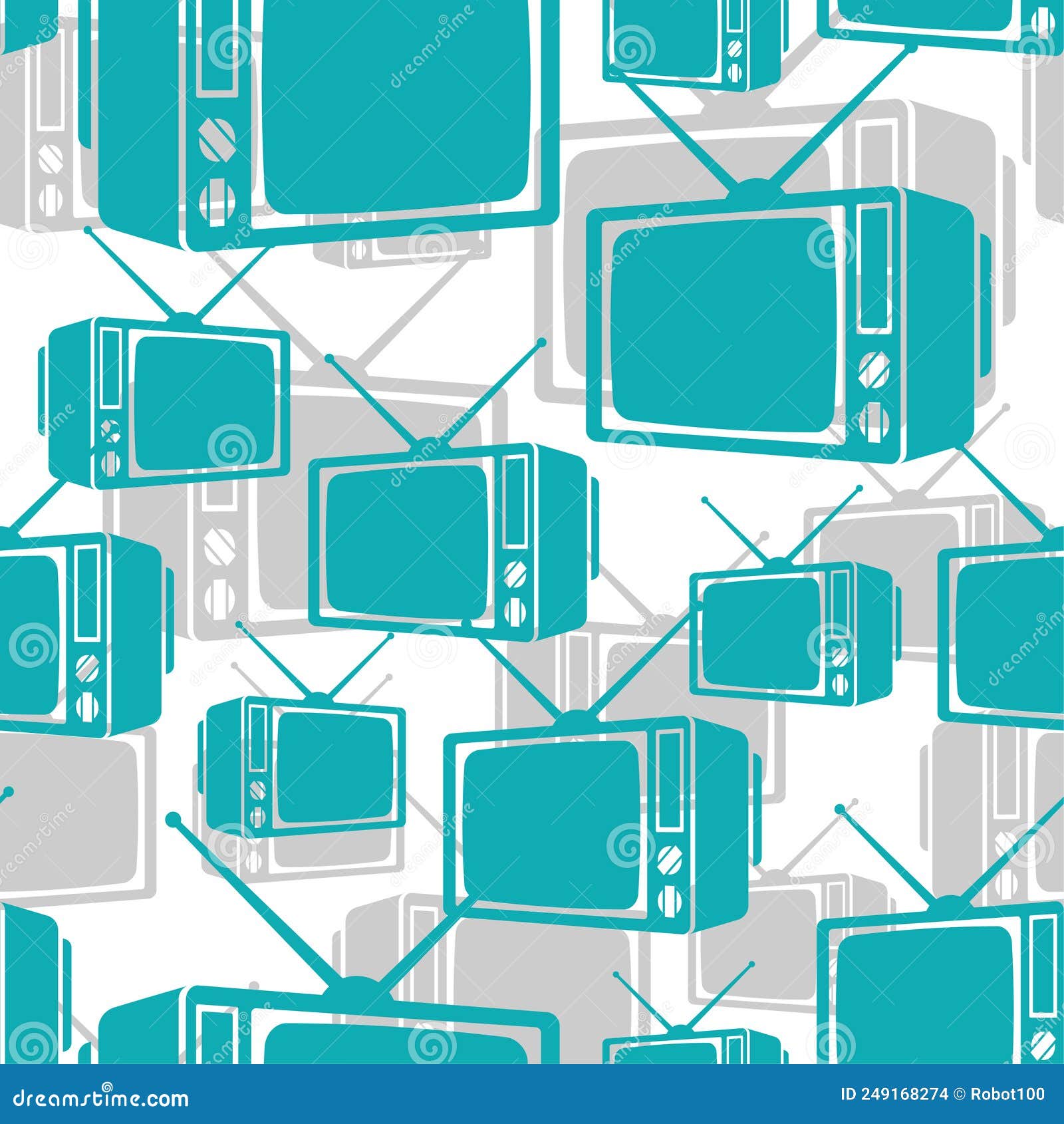 Retro TV Pattern Seamless. Old Televisor Background. Vector Texture ...