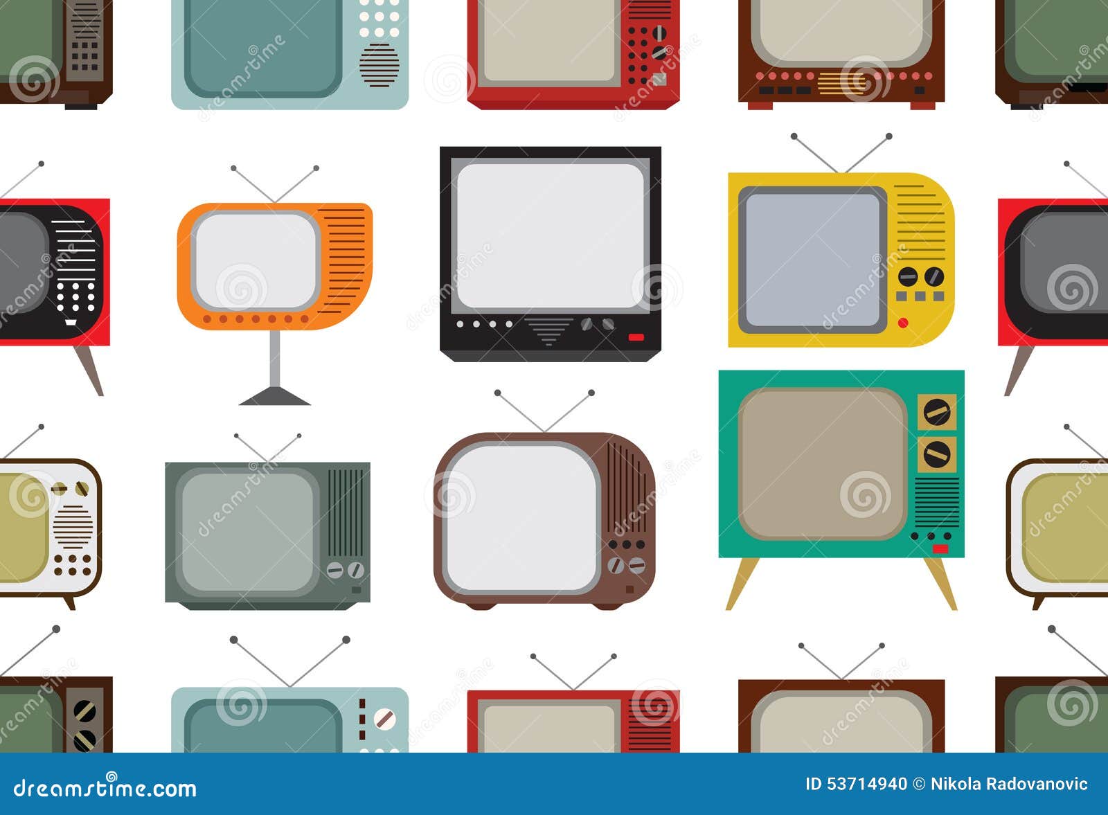 Retro tv pattern stock vector. Illustration of display - 53714940