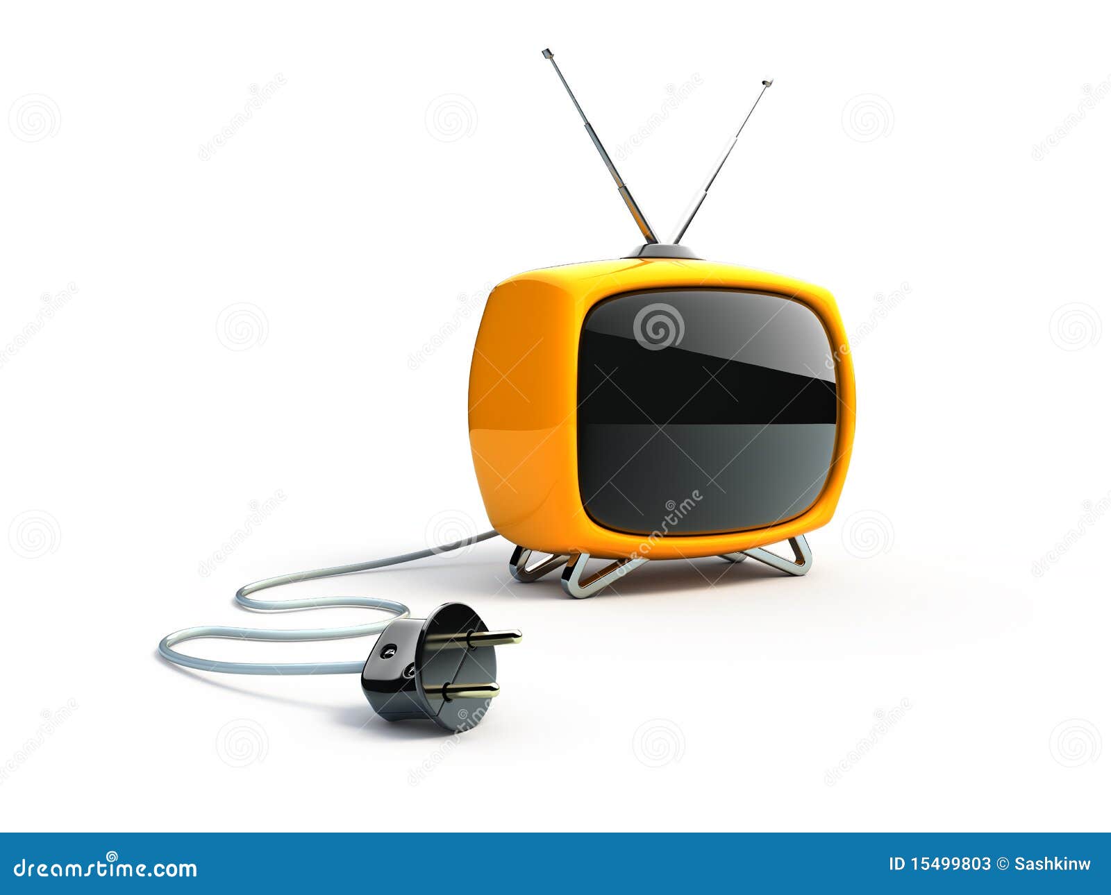 Retro TV with plug stock illustration. Illustration of media - 15499803