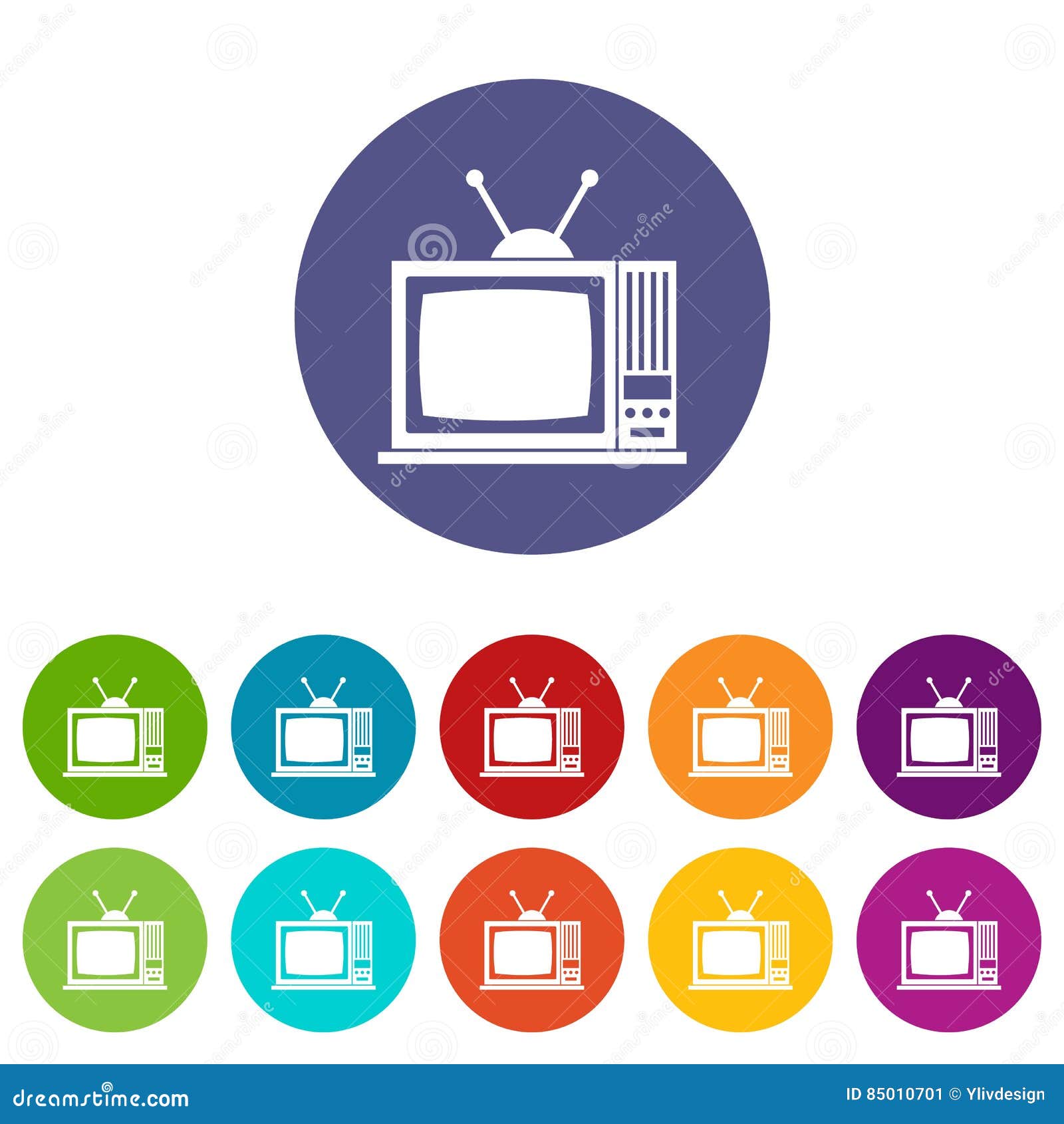 Retro TV set icons stock vector. Illustration of electric - 85010701