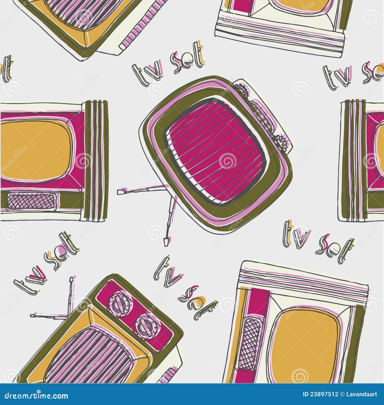 Retro TV Set Pattern stock illustration. Illustration of tile - 23897512