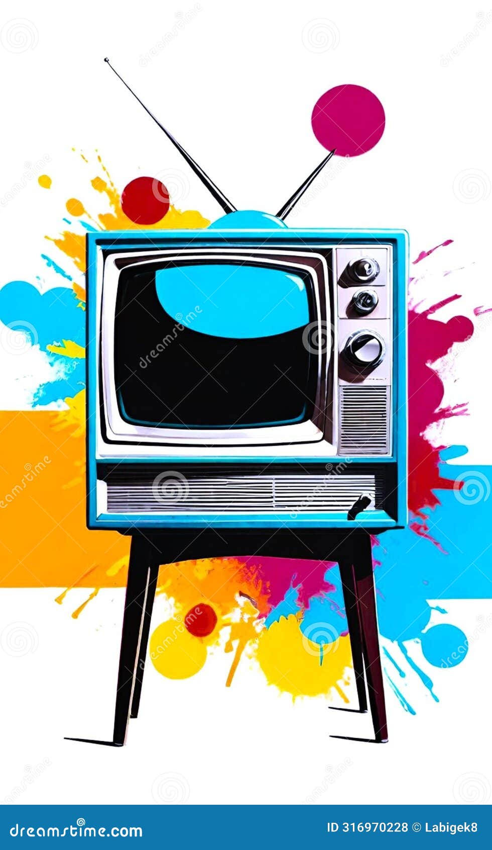 Retro TV set poster. stock illustration. Illustration of broadcast ...