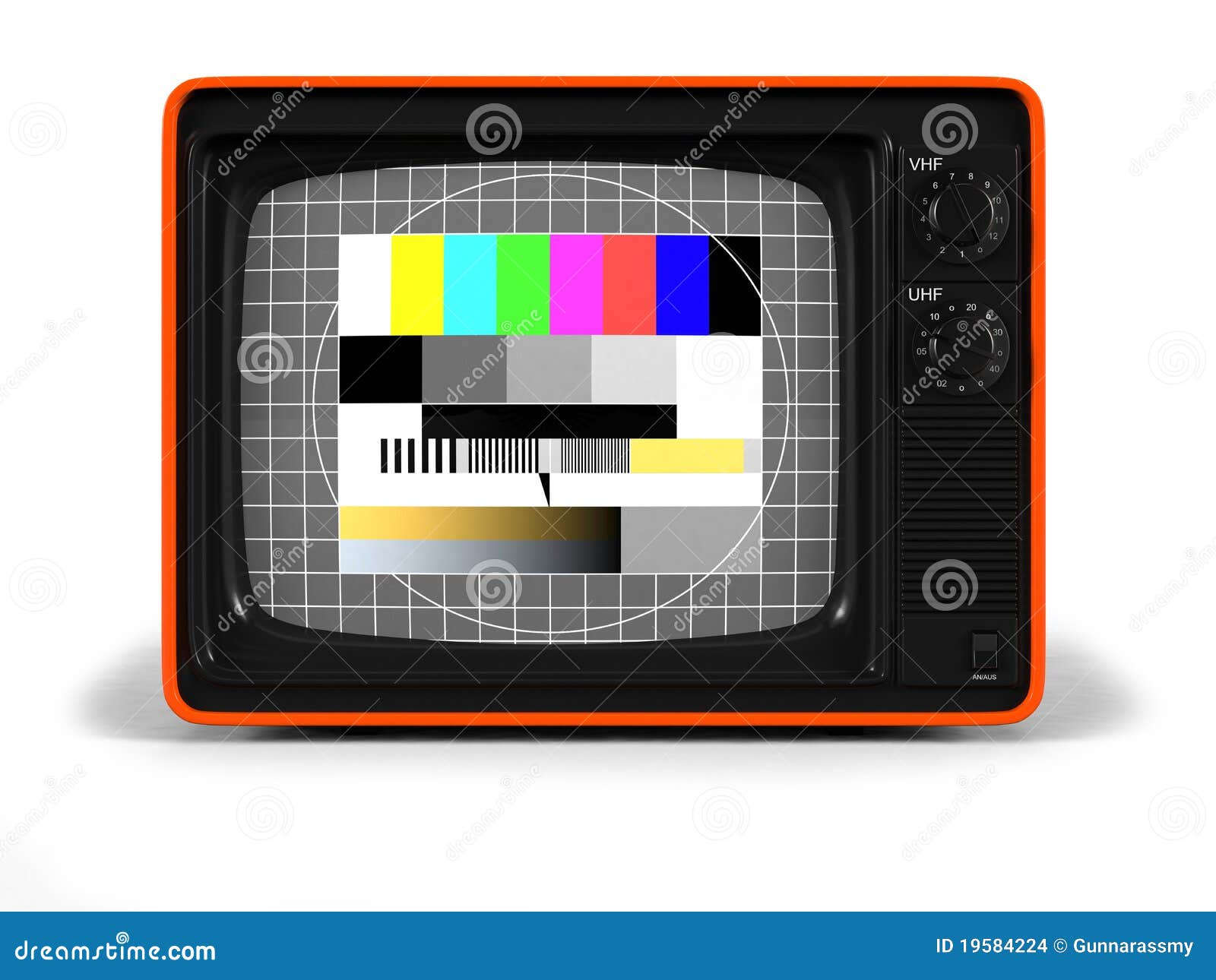 Retro TV Test Screen Frontal Stock Illustration - Illustration of ...