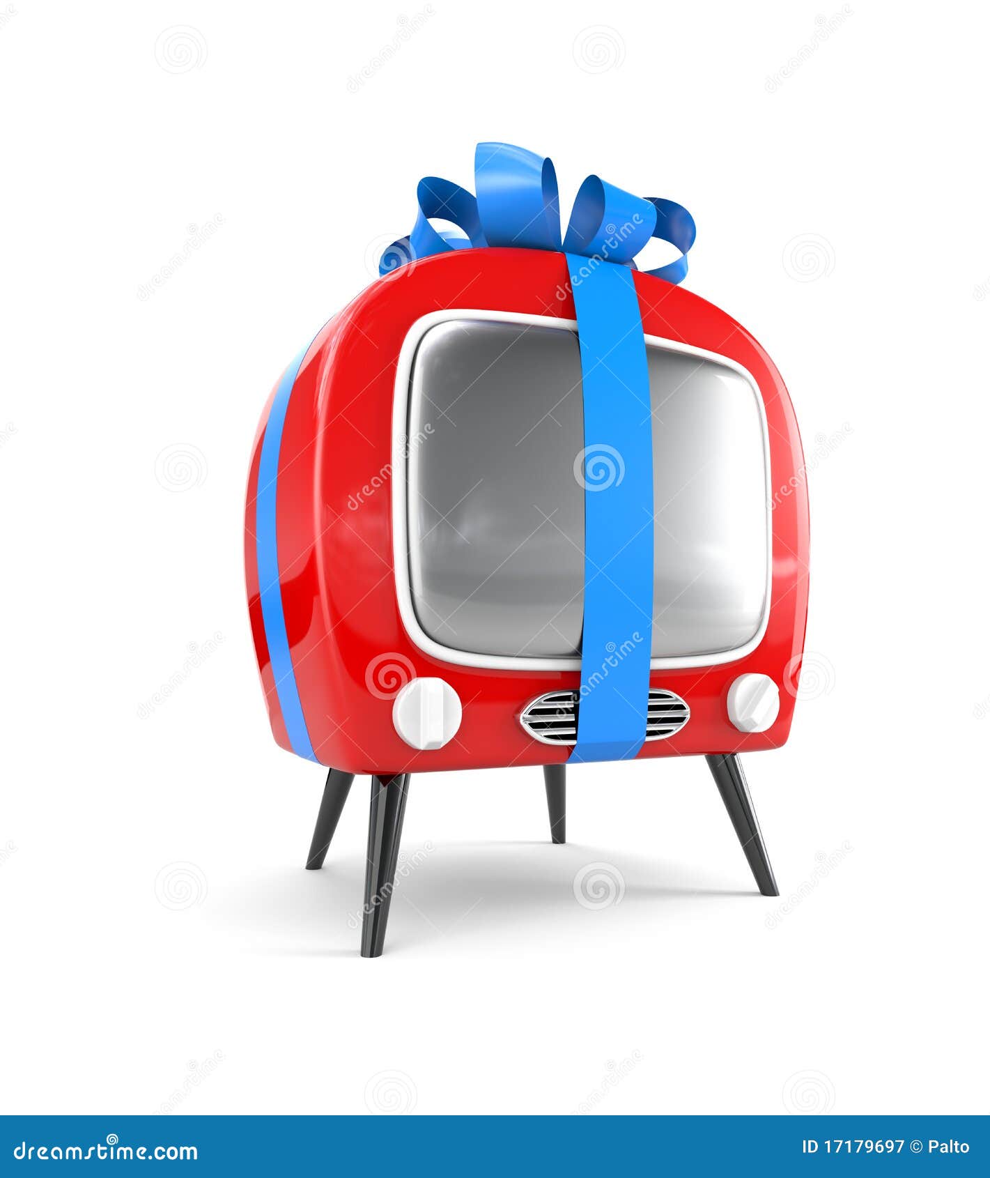 Retro TV Tied with a Ribbon Stock Illustration - Illustration of gift ...