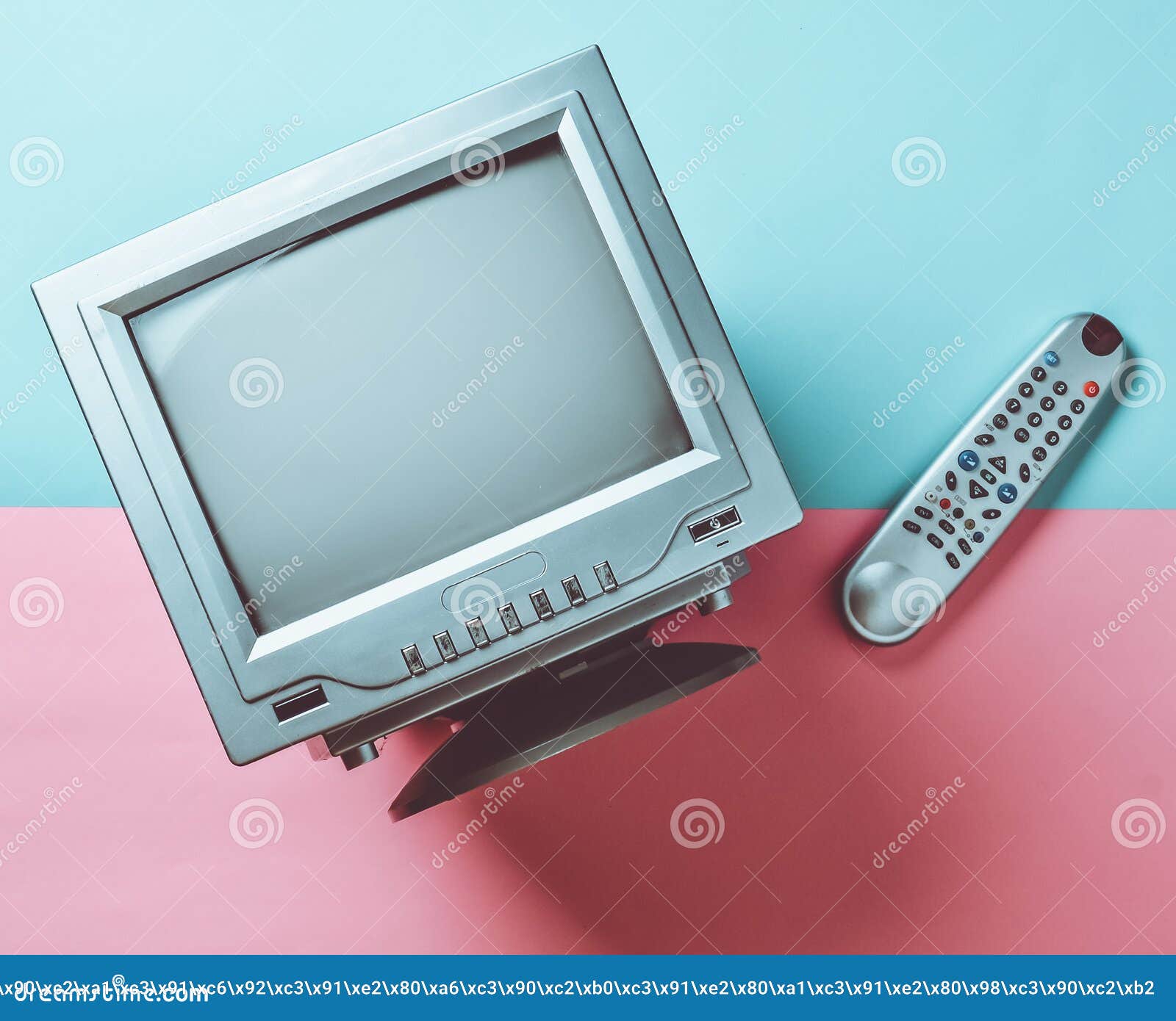 Retro tv top view. stock image. Image of mint, object - 131466151