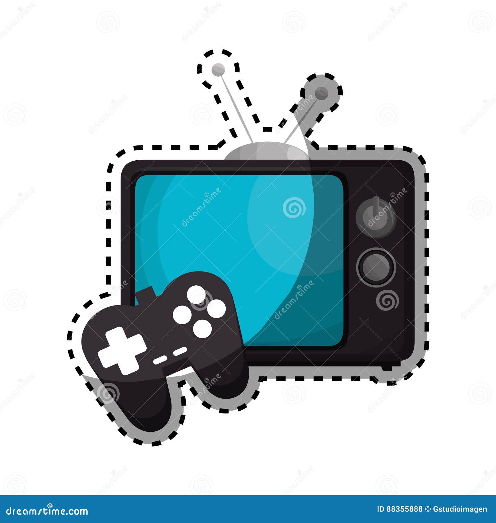 Retro Tv with Videogame Control Isolated Icon Stock Vector ...