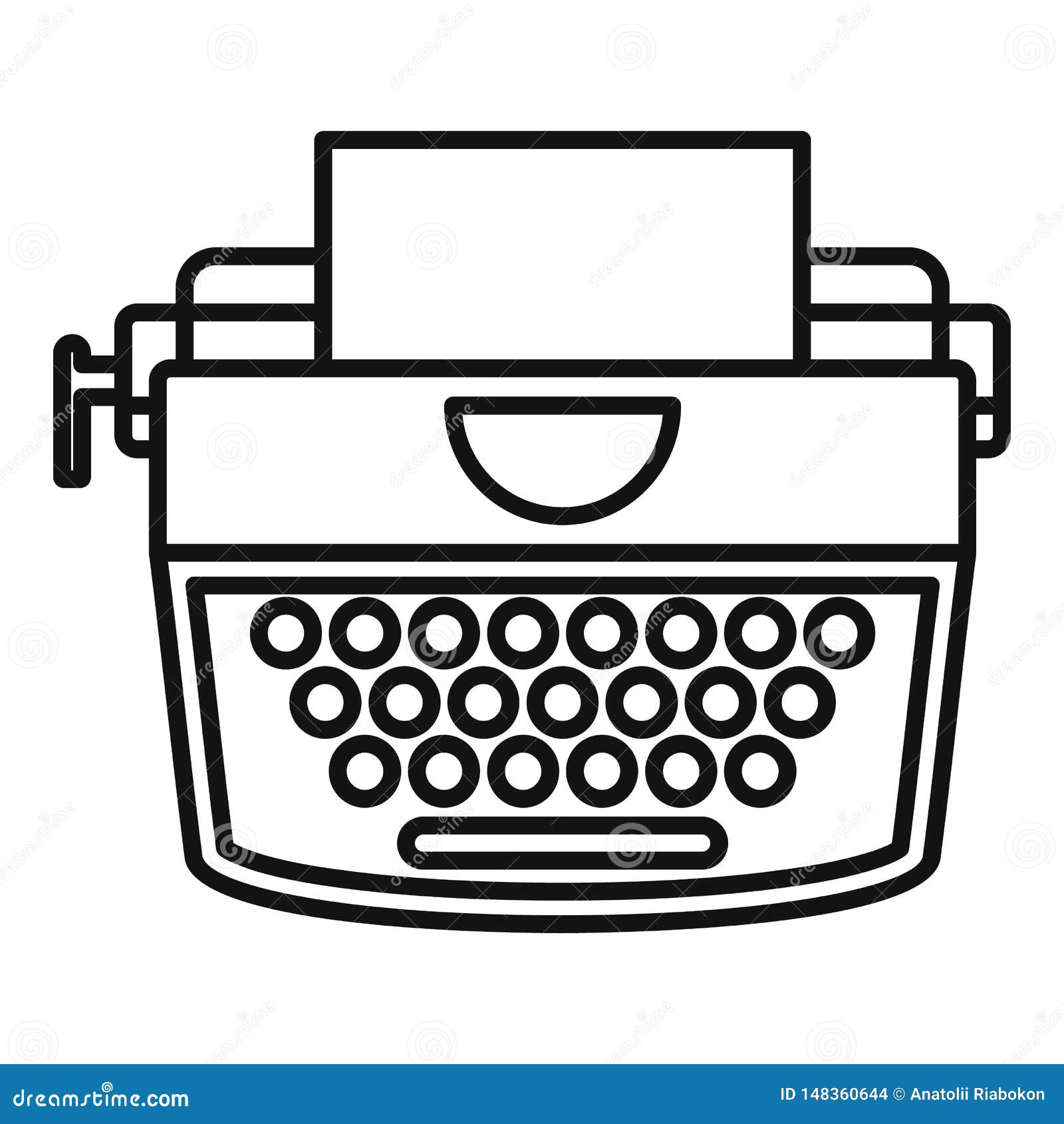 Retro Typewriter Icon, Outline Style Stock Vector - Illustration of ...