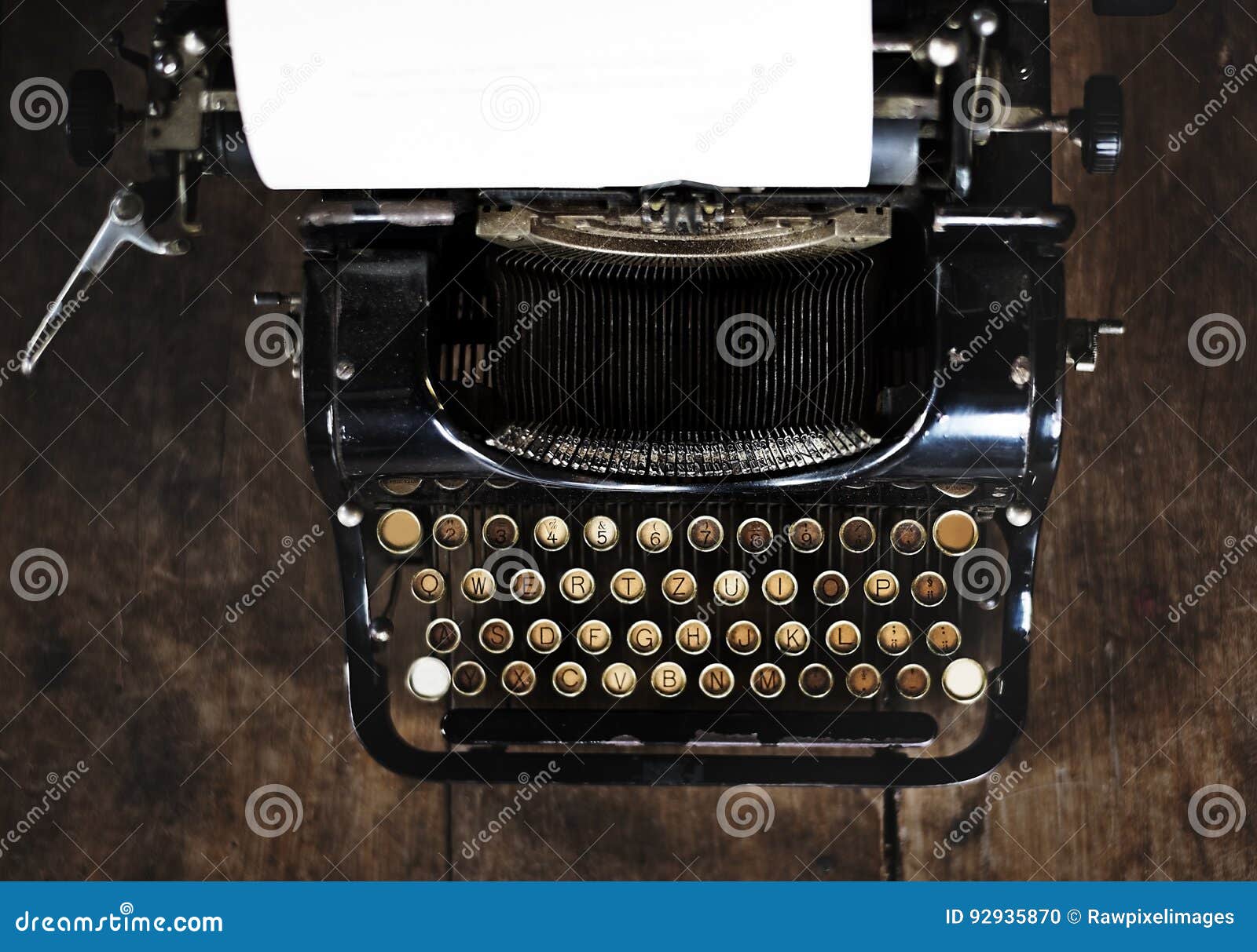 Retro Typewriter Machine Old Style with Blank Paper Stock Photo - Image ...