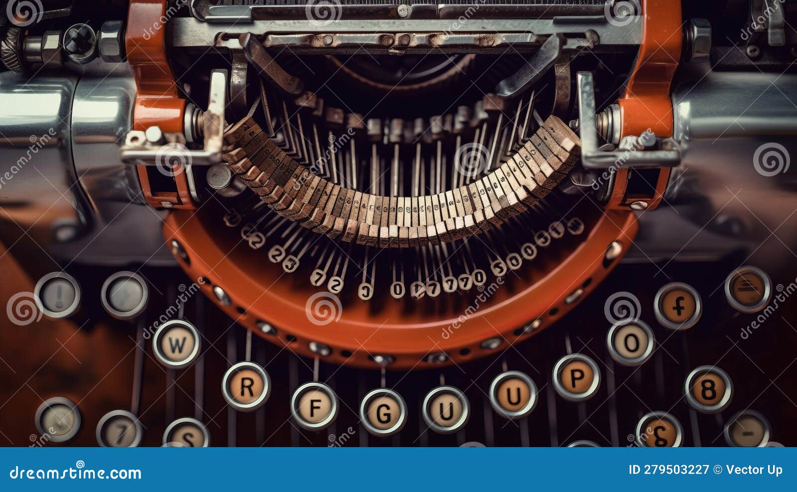 Retro Typewriter Top View. Generative AI Stock Illustration ...