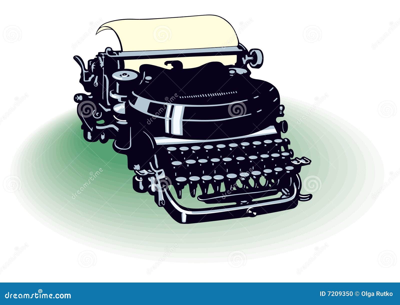 Retro Typewriter Desk. Top View Retro Typewriter Office Desk. Writers ...