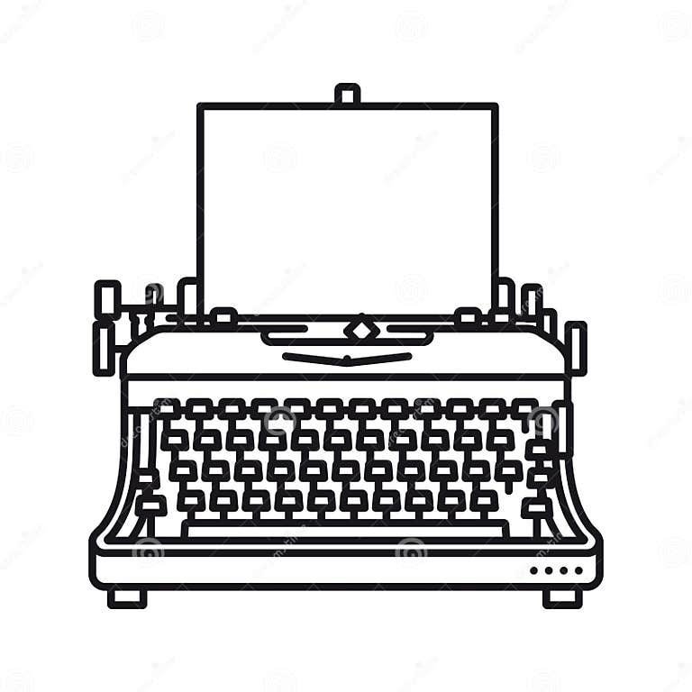 Retro Typewriter Vector Line Icon Stock Vector - Illustration of symbol ...