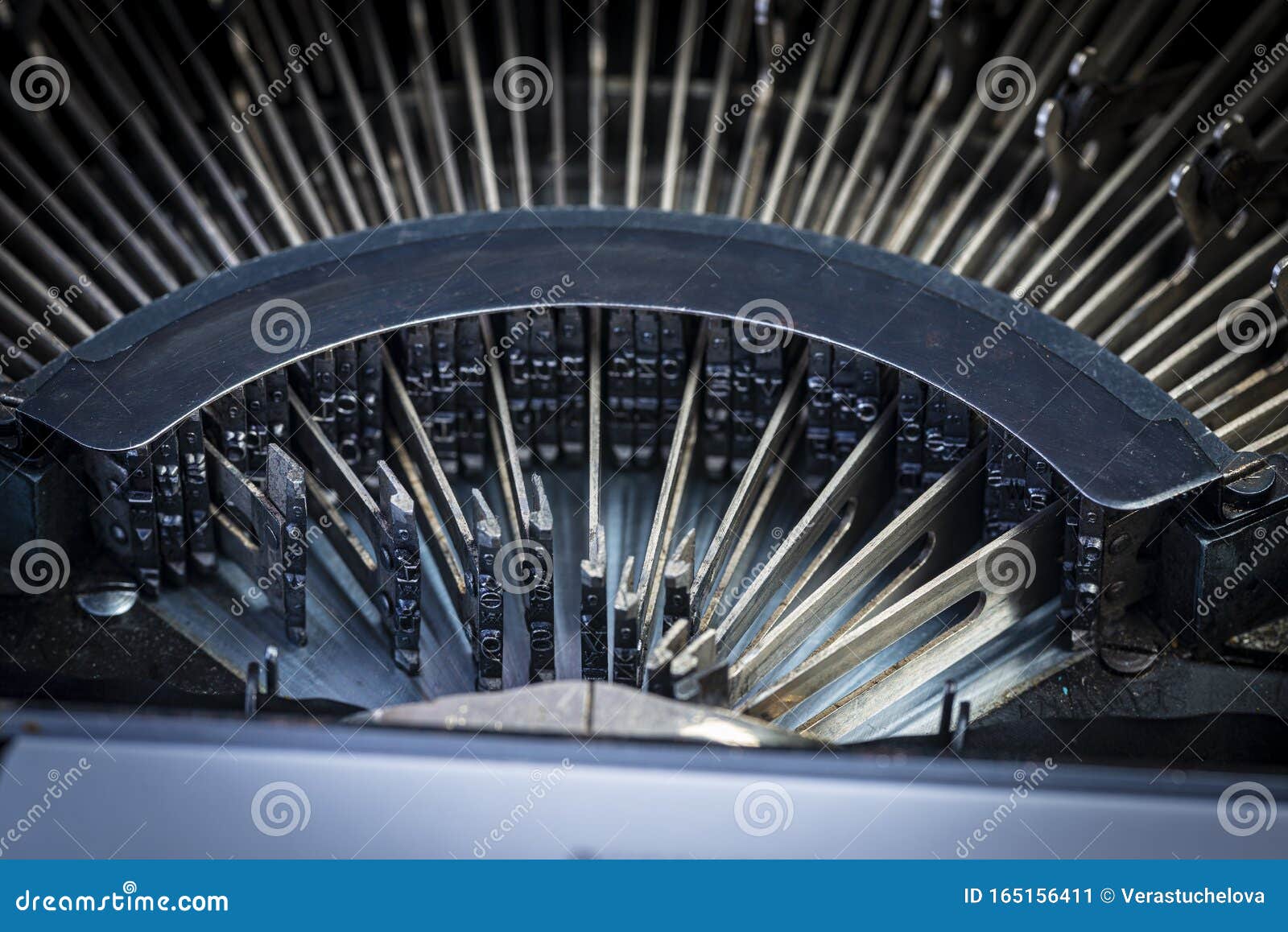 Retro Typing Machine in the Detail - Vintage Typewriter Machine Stock ...