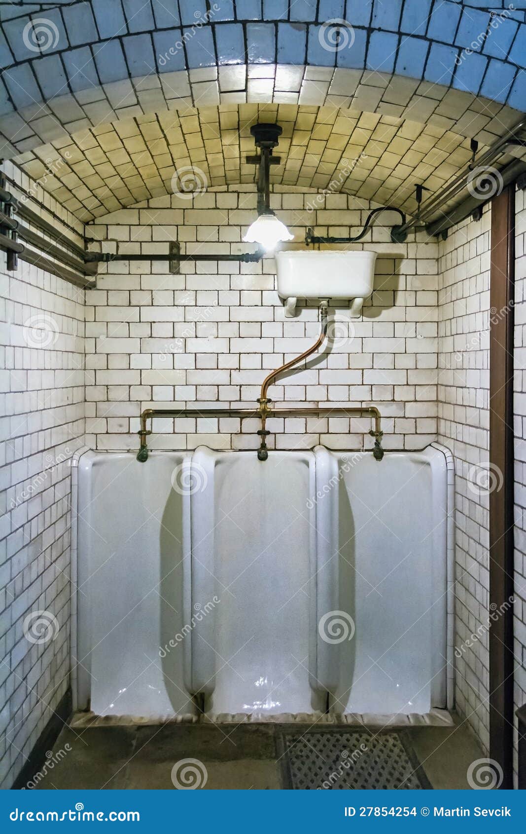 Retro Urinal in the Old Restaurant Stock Photo - Image of paper, public ...