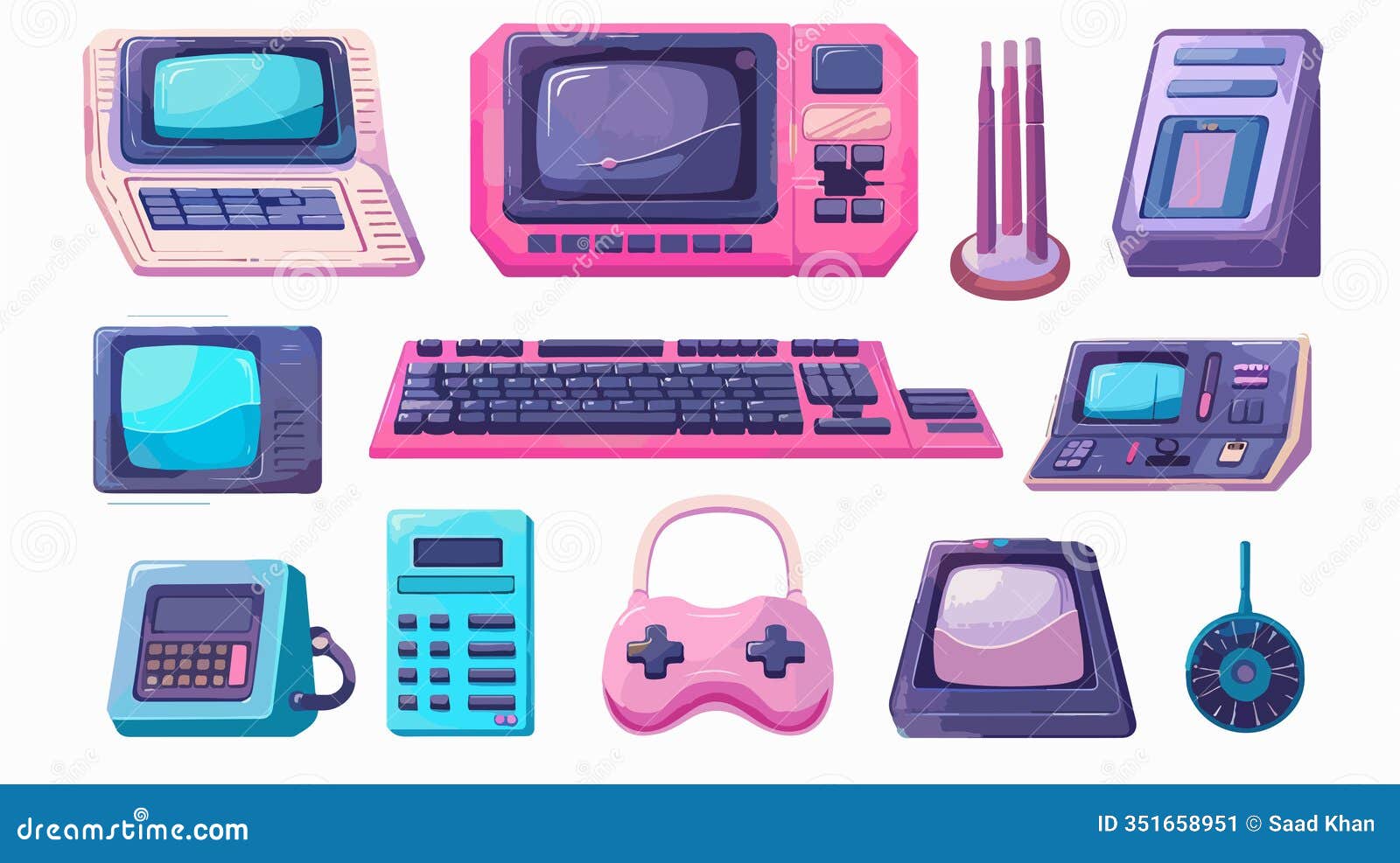 Retro User Interface Elements in Vaporwave Aesthetic Stock Vector ...