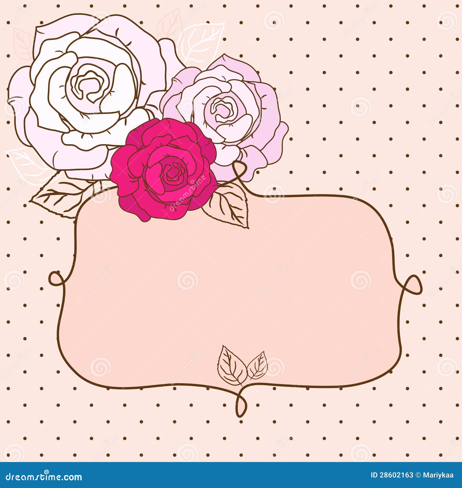 Retro Valentine Vignette with Roses Stock Vector - Illustration of pink ...