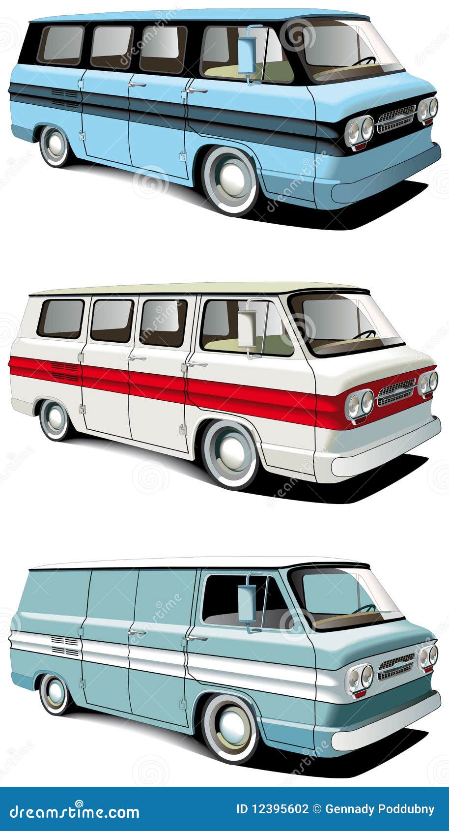 Retro Van Set Vector Illustration | CartoonDealer.com #12395602