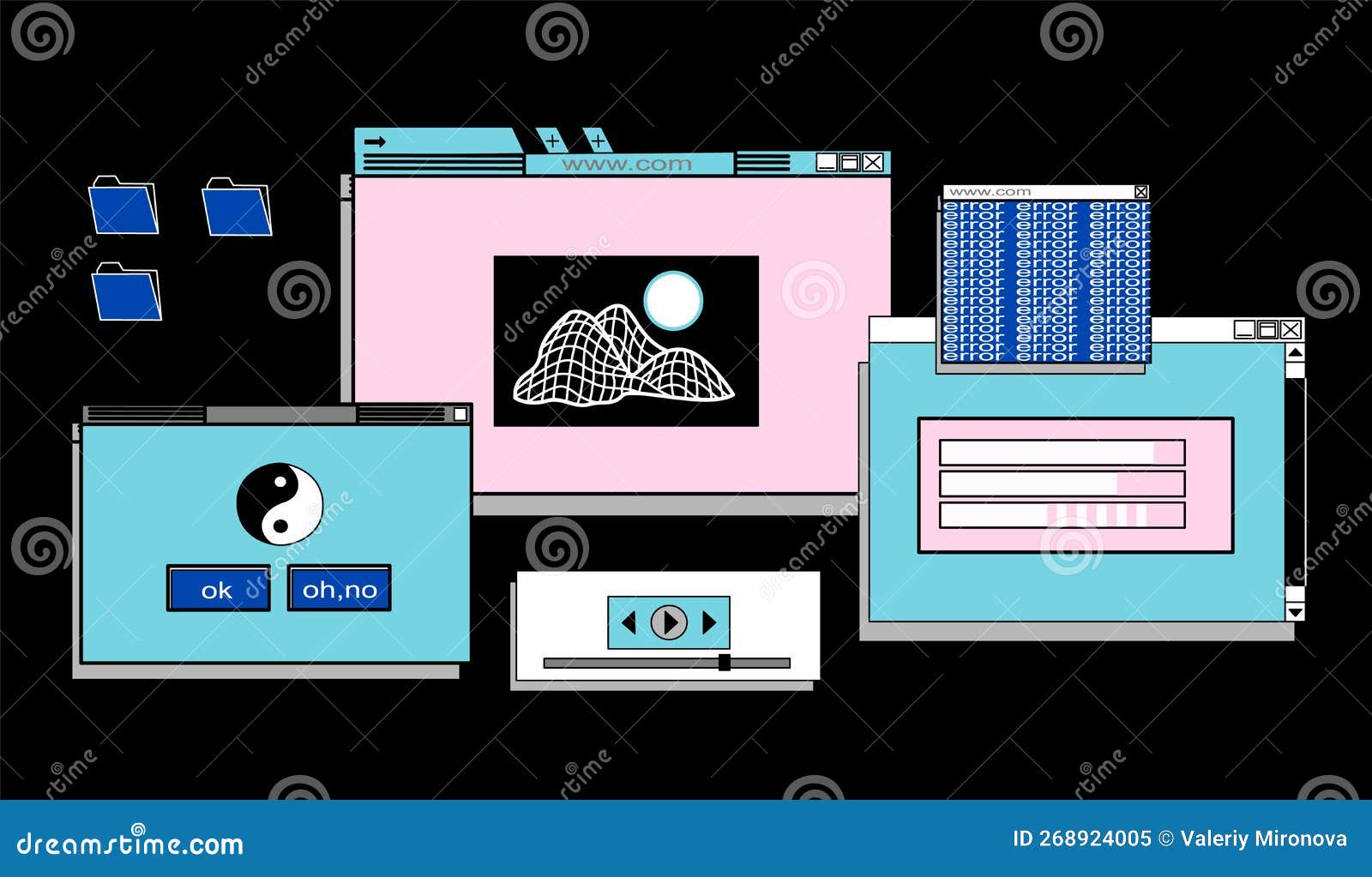 Vaporwave Desktop Wallpaper Template With Place For Picture. Abstract ...