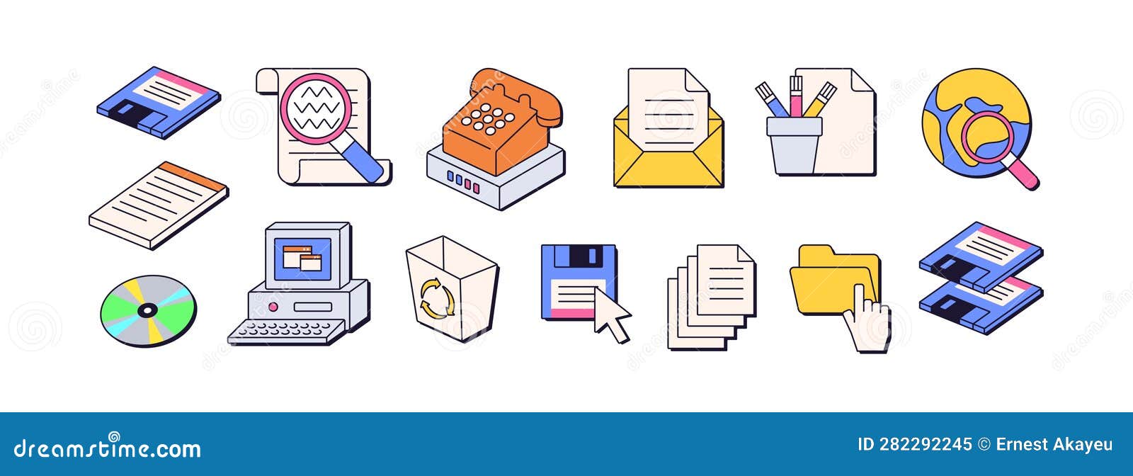 Computer Document Protection Vector, Flat Cartoon Desktop Pc With ...