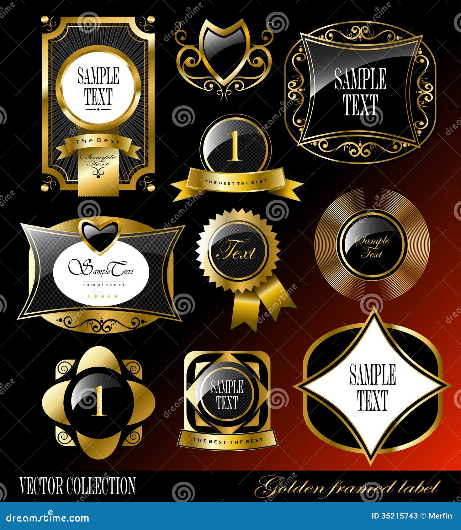 Retro Vector Golden Framed Label Stock Vector - Illustration of badge ...