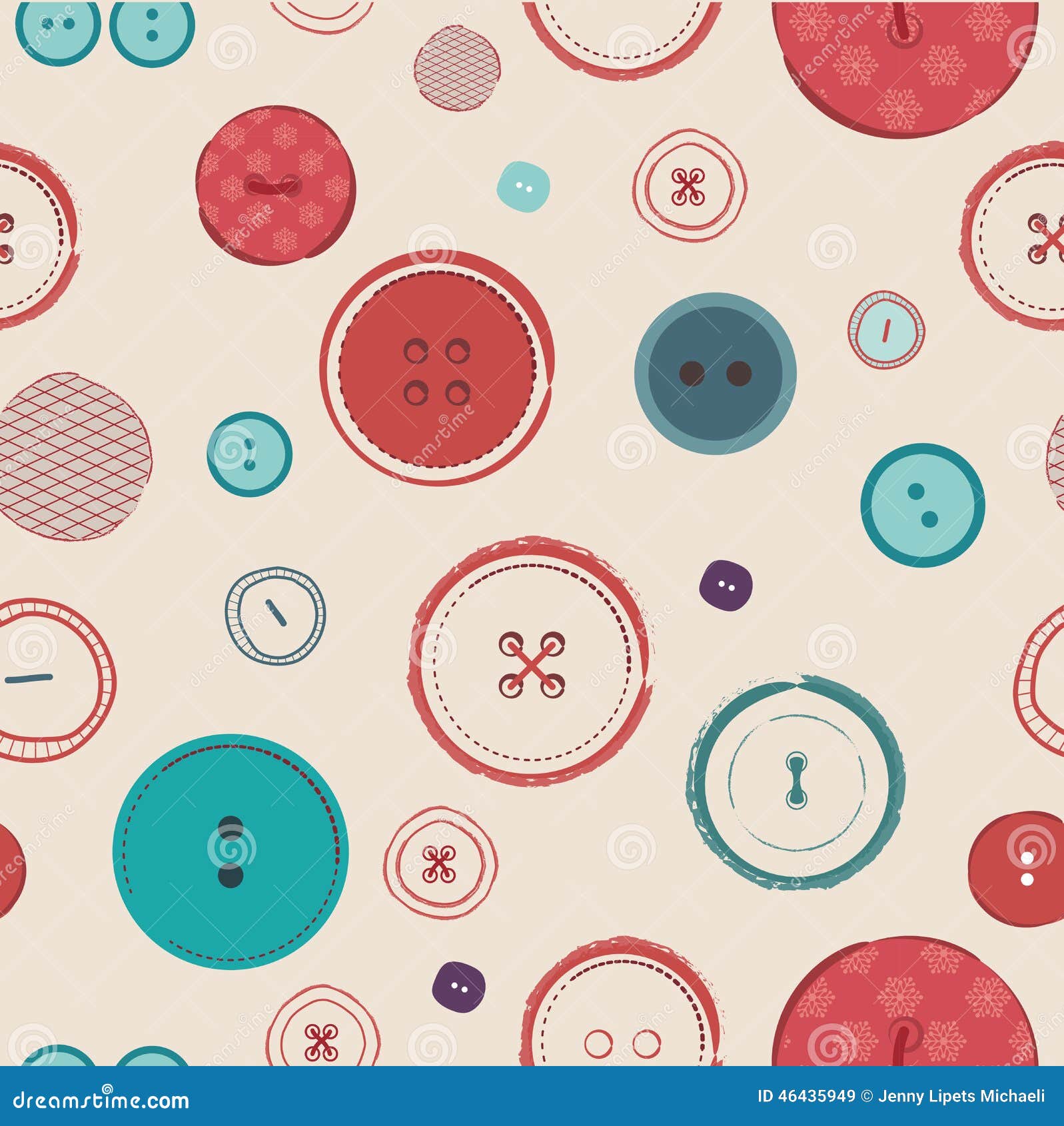 Retro Vector Seamless Pattern. Bright Colors Buttons On Dark Background ...