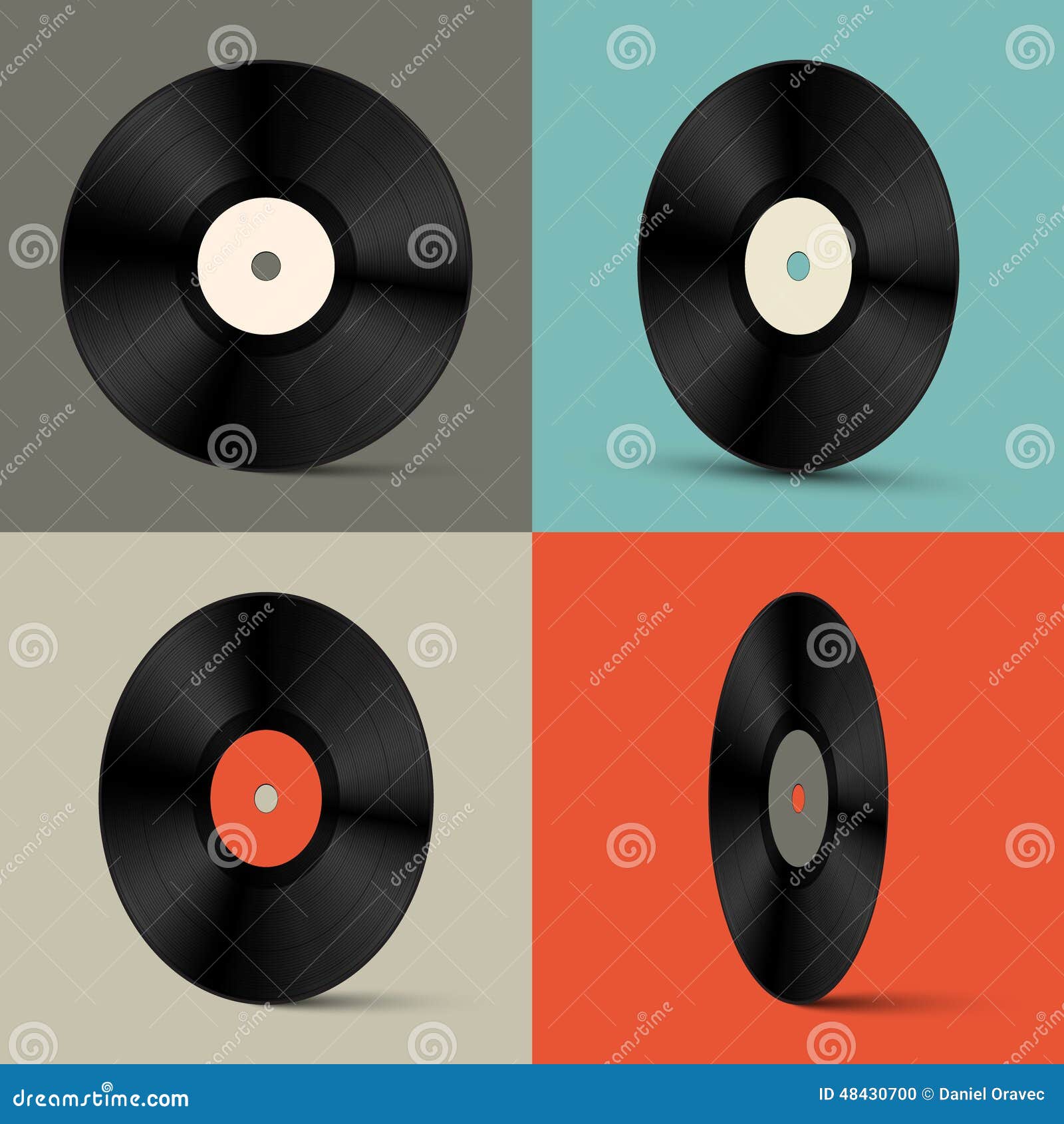 Retro Vector Vinyl Records Set Illustration Stock Vector - Illustration ...