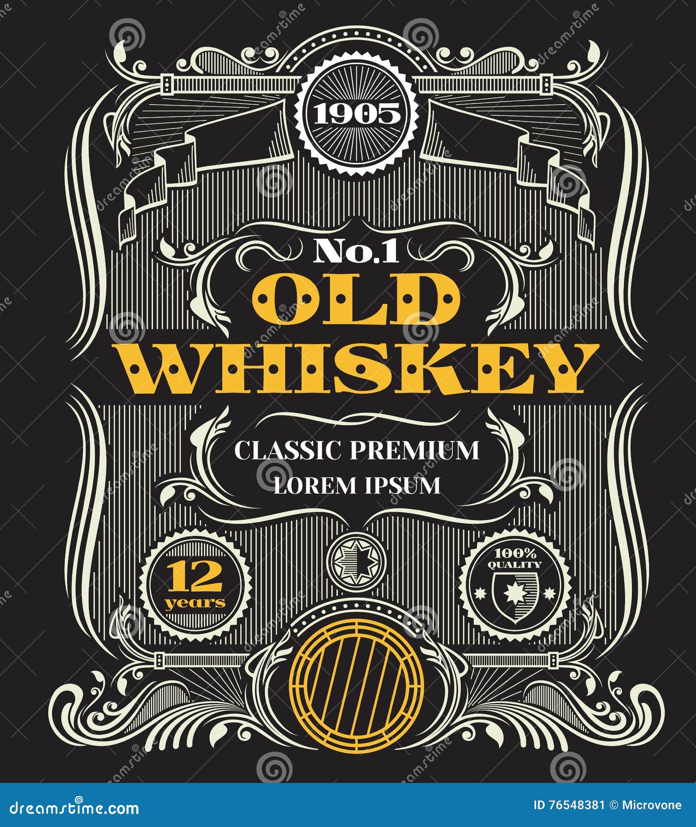 Retro Victorian Whiskey Vector Label Stock Vector - Illustration of ...