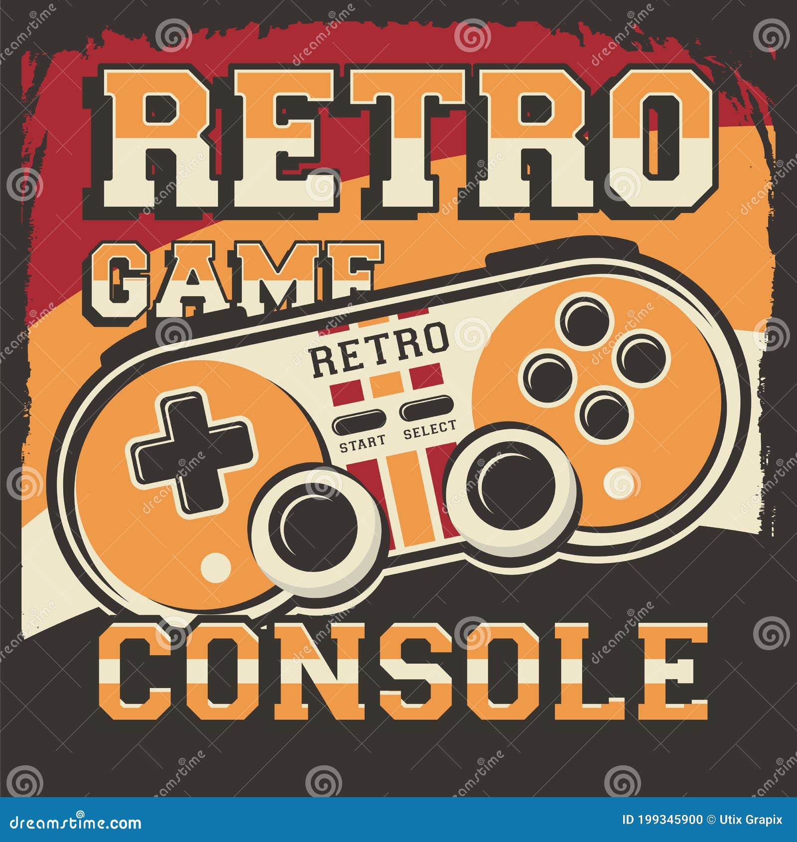 Retro Video Game Console Signage Poster Stock Vector - Illustration of ...
