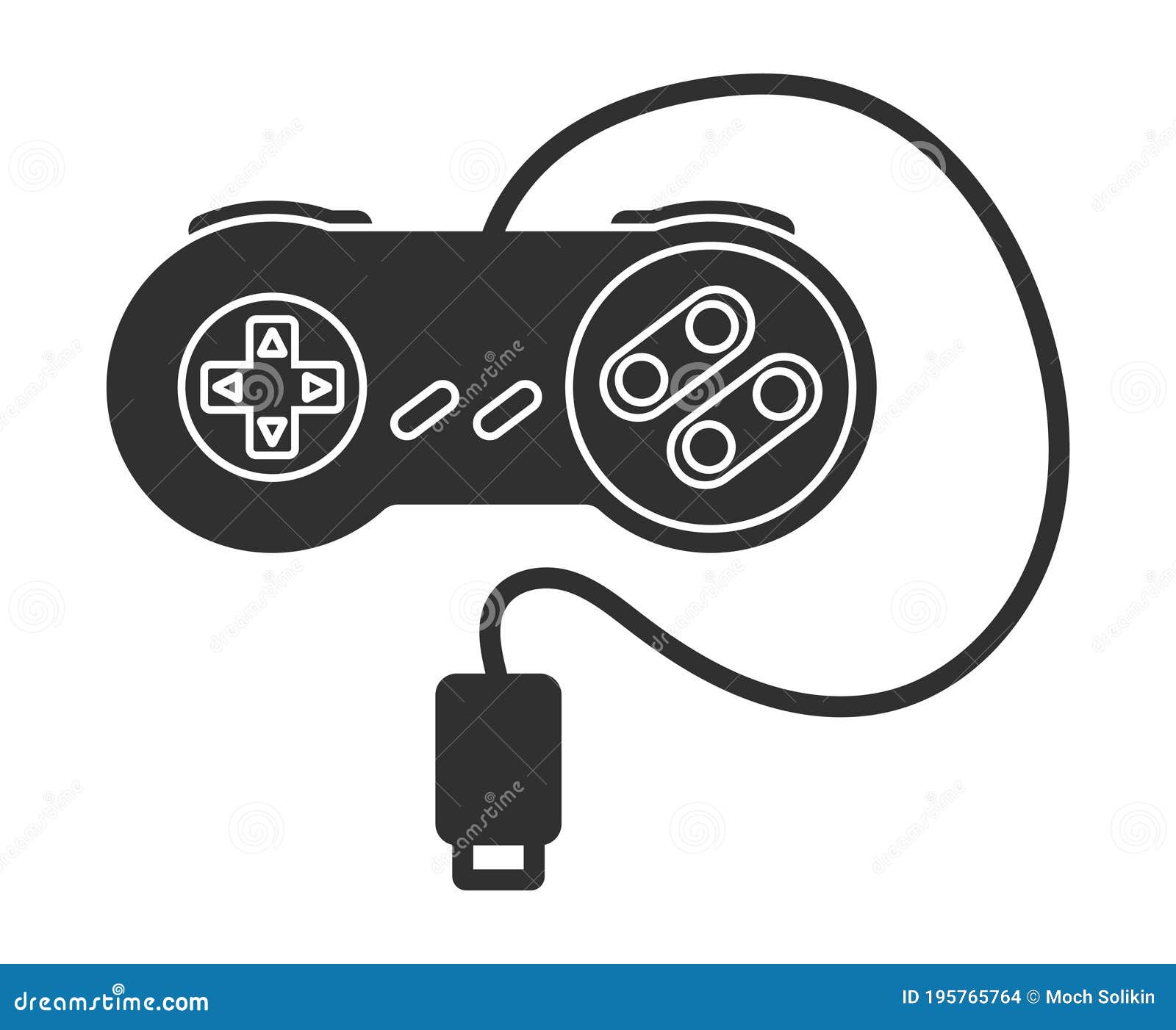 Retro Video Game Controller or Classical Joystick with Usb Cable Flat ...