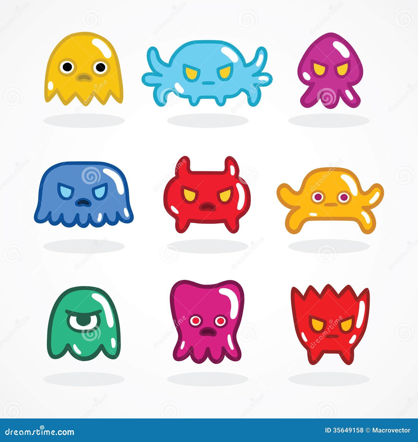 Retro Video Game Monsters Set Stock Vector - Illustration of cute ...