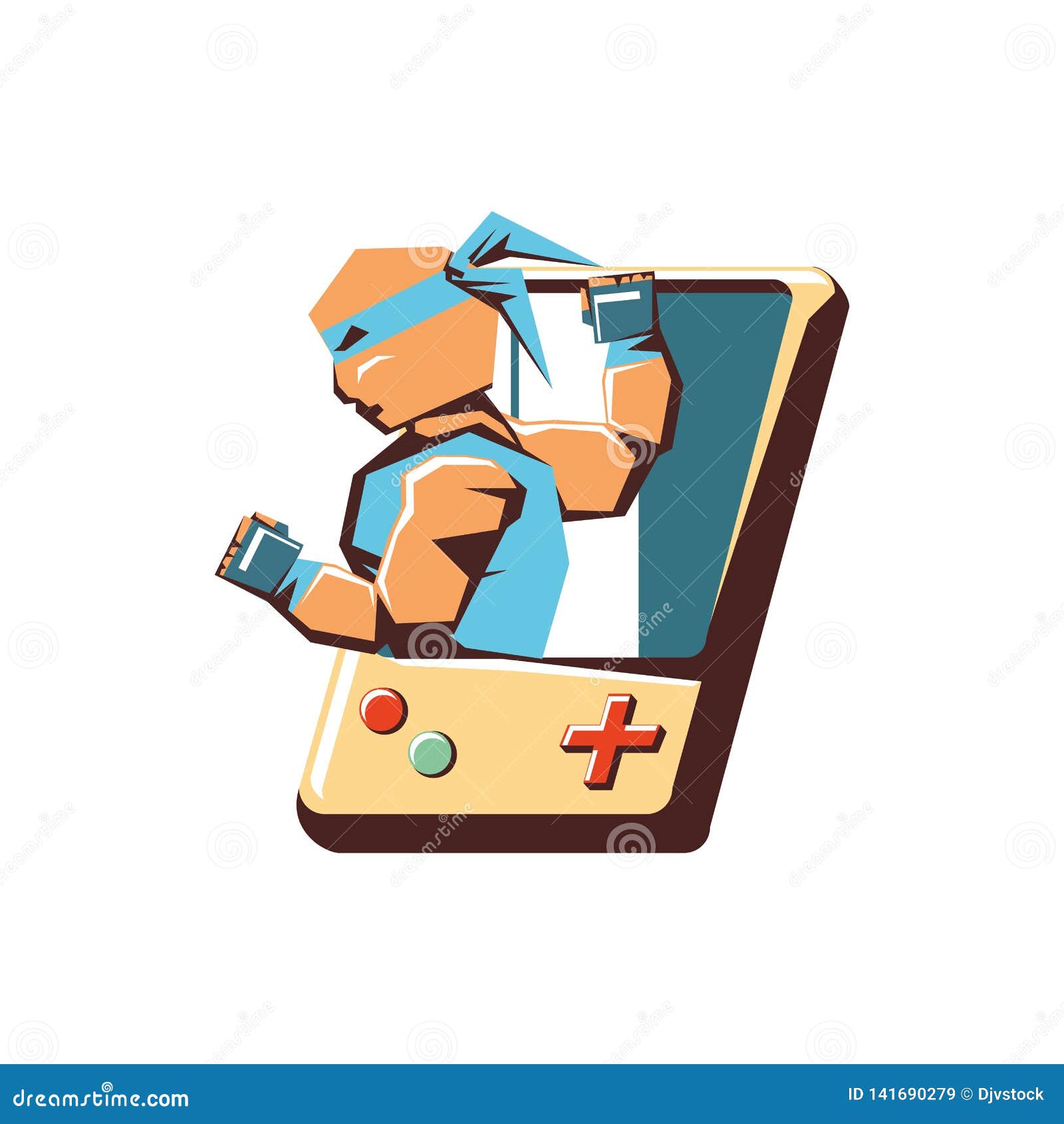 Ninja Retro Poster Vector Illustration. Black Silhouette Of Japanese ...