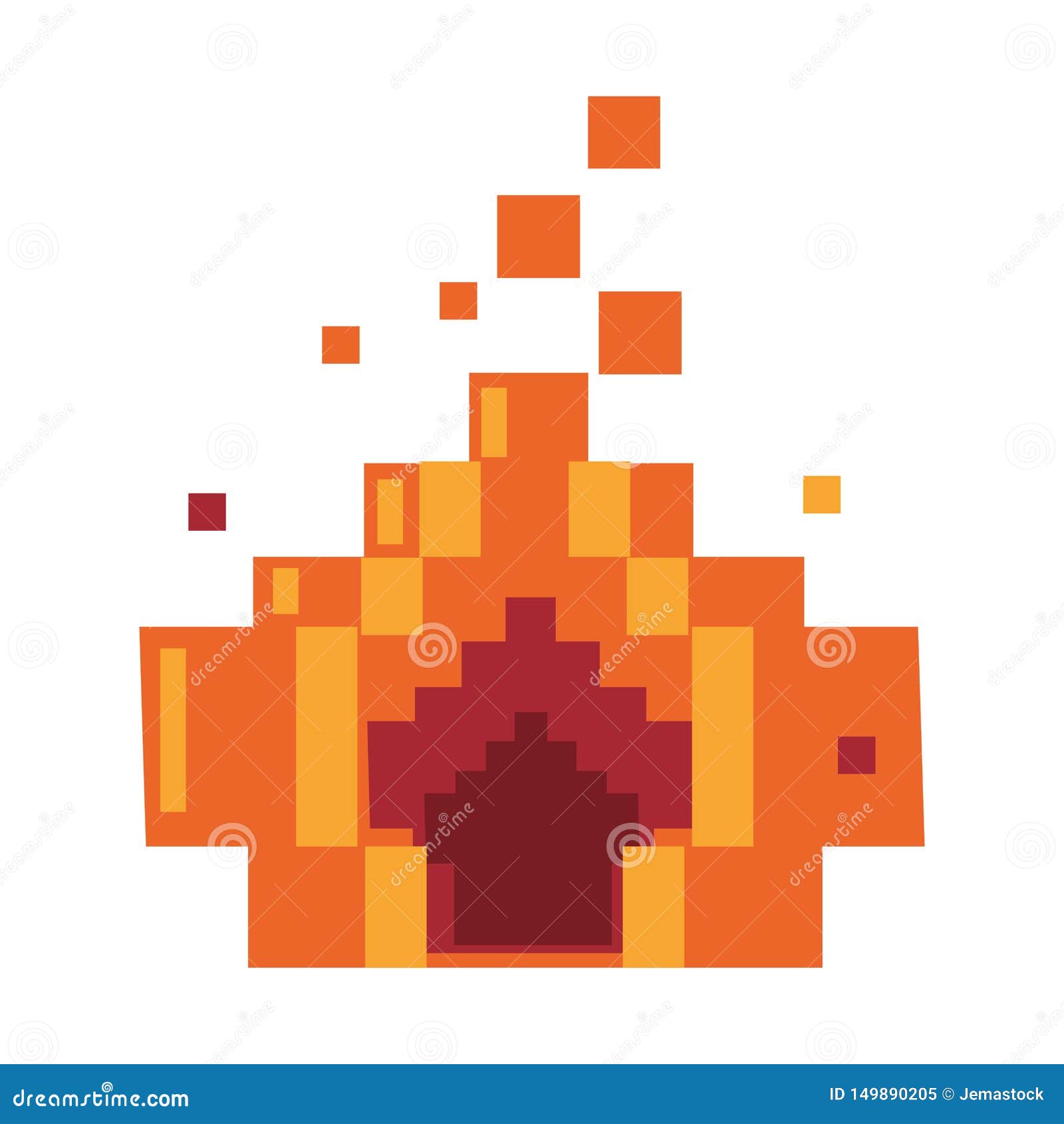 Retro Videogame Fire Pixelated Cartoon Stock Vector - Illustration of ...
