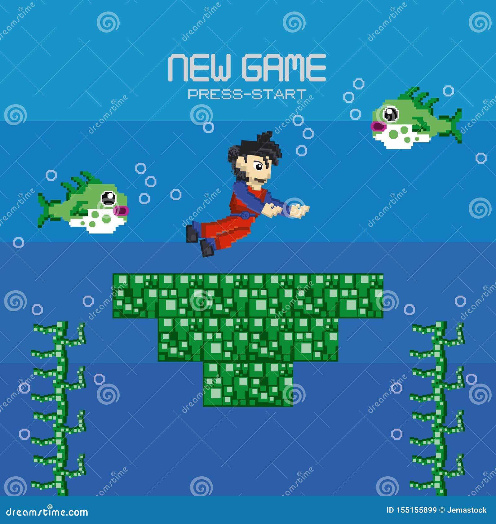 Retro Videogame Pixelated Scenery Stock Vector - Illustration of gaming ...