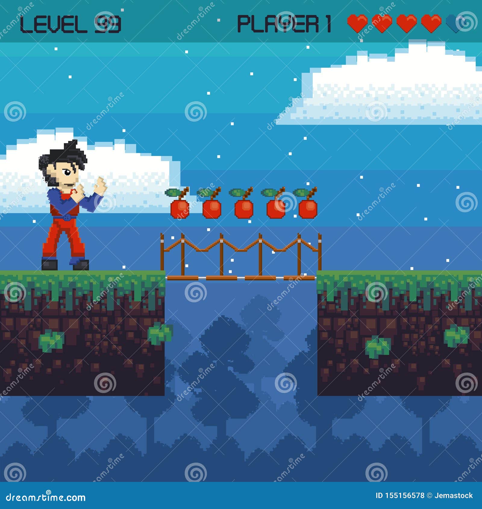 Retro Videogame Pixelated Scenery Stock Vector - Illustration of ...