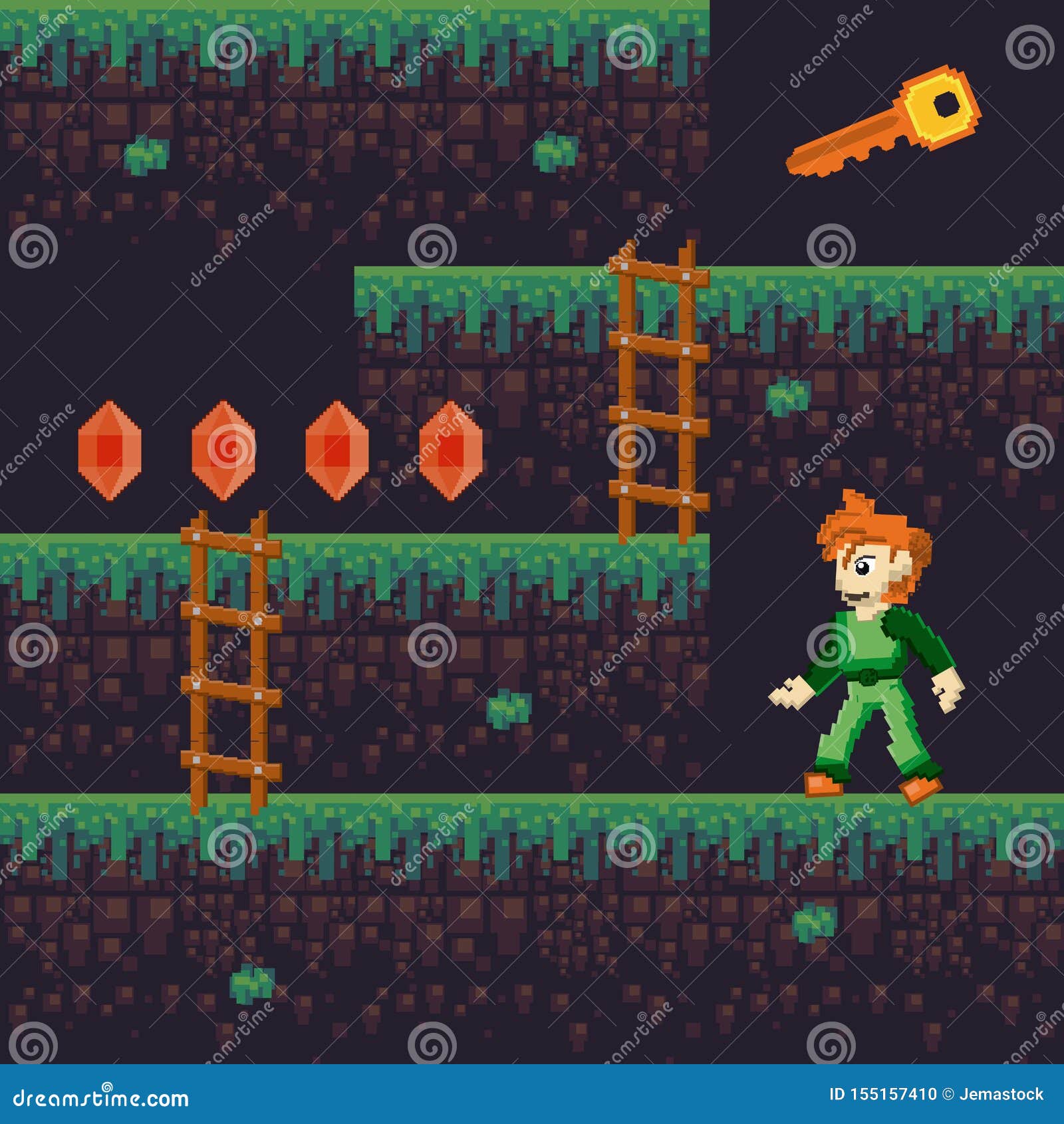 Retro Videogame Pixelated Scenery Stock Vector - Illustration of ...