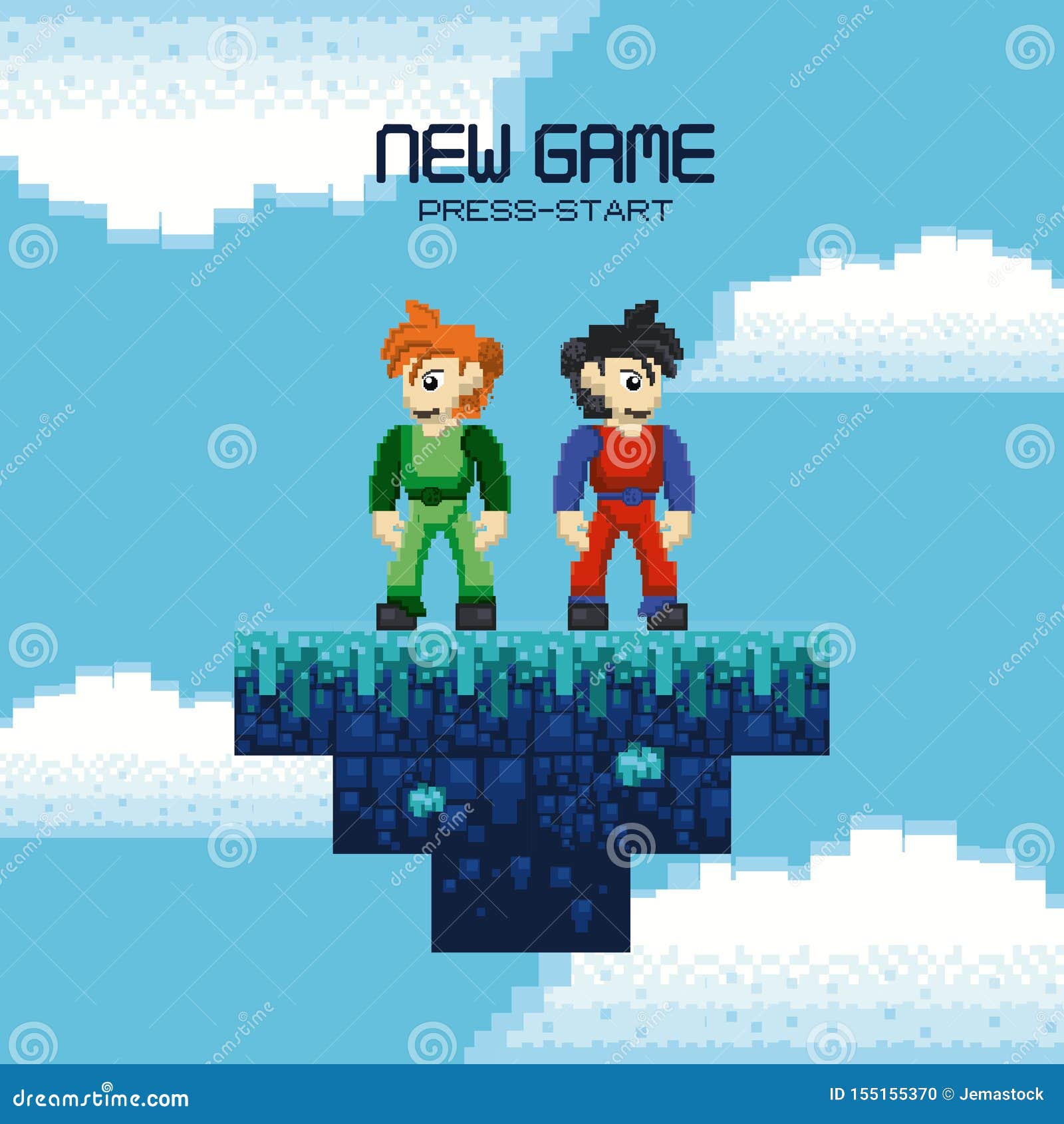 Retro Videogame Screenplay Characters Stock Vector - Illustration of ...