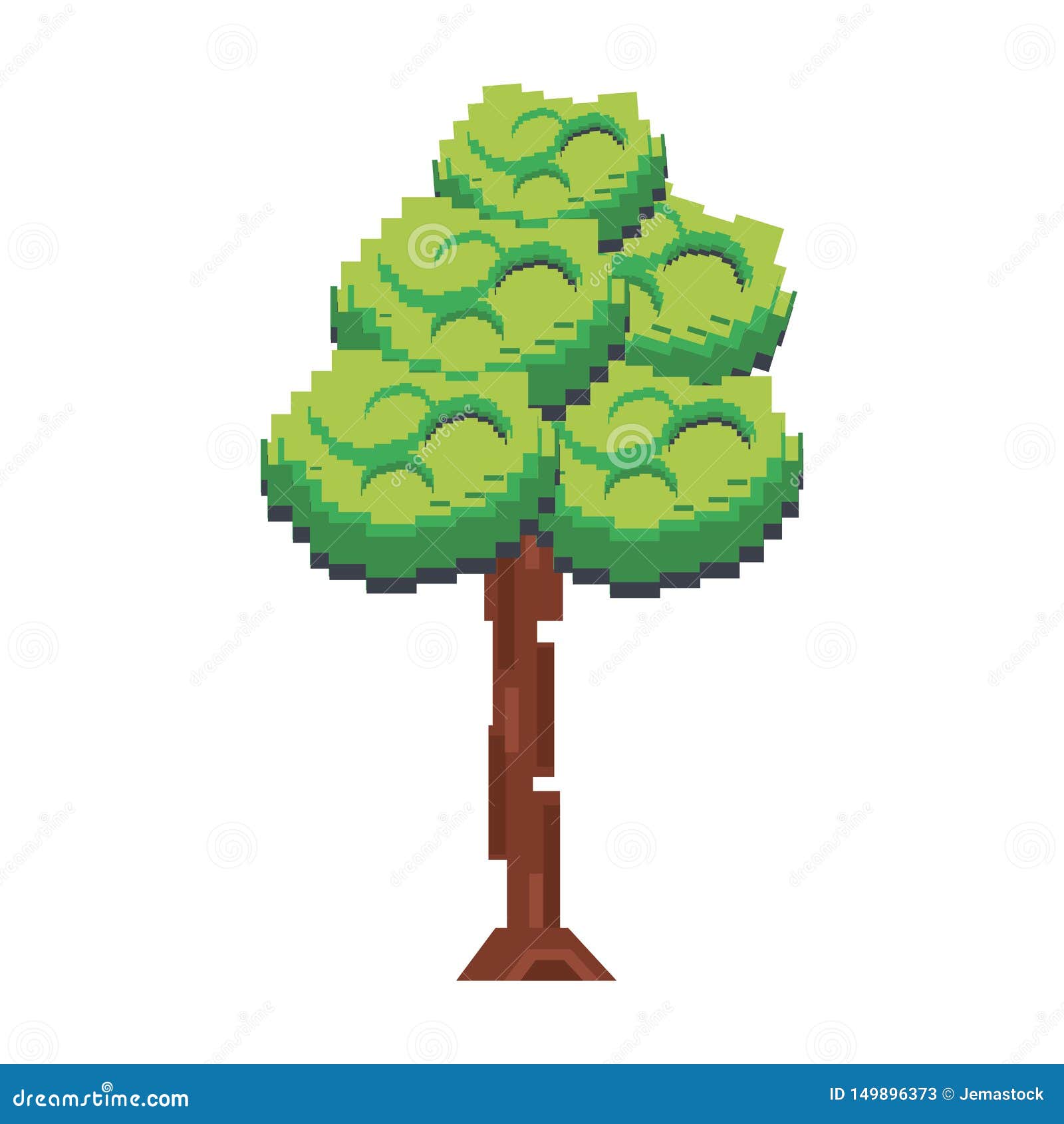 Retro Videogame Tree Pixelated Cartoon Isolated Stock Vector ...